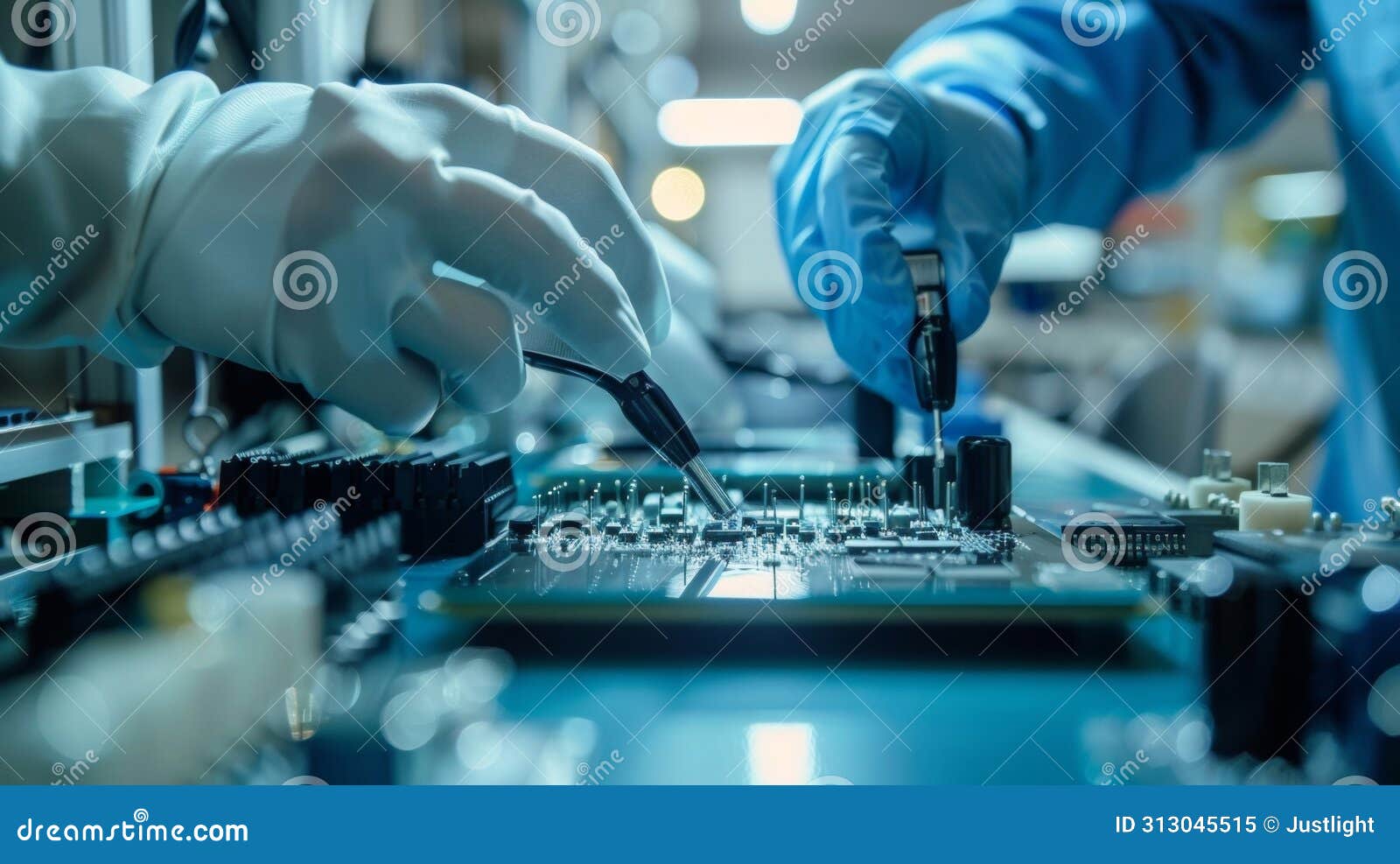 A Small Team of Employees Assembling and Testing Various Components ...