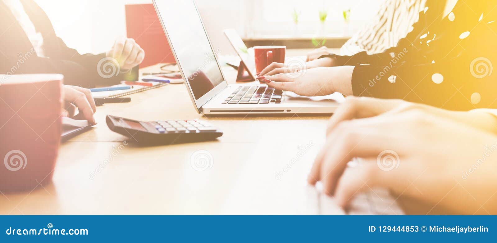 Business Team on Small Home Office Desk Stock Image - Image of work ...