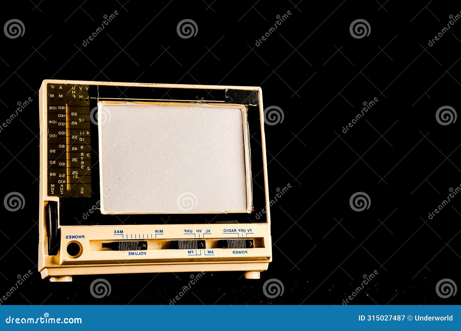 A Small Television Set with a Black Background Stock Image - Image of ...