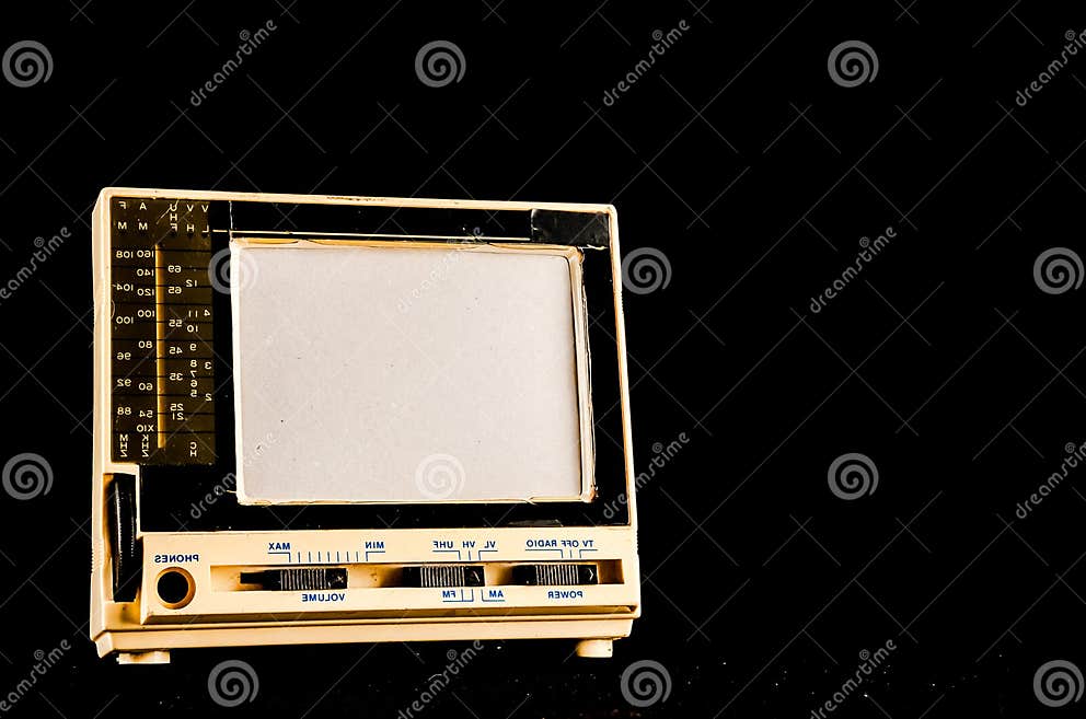 A Small Television Set with a Black Background Stock Image - Image of ...