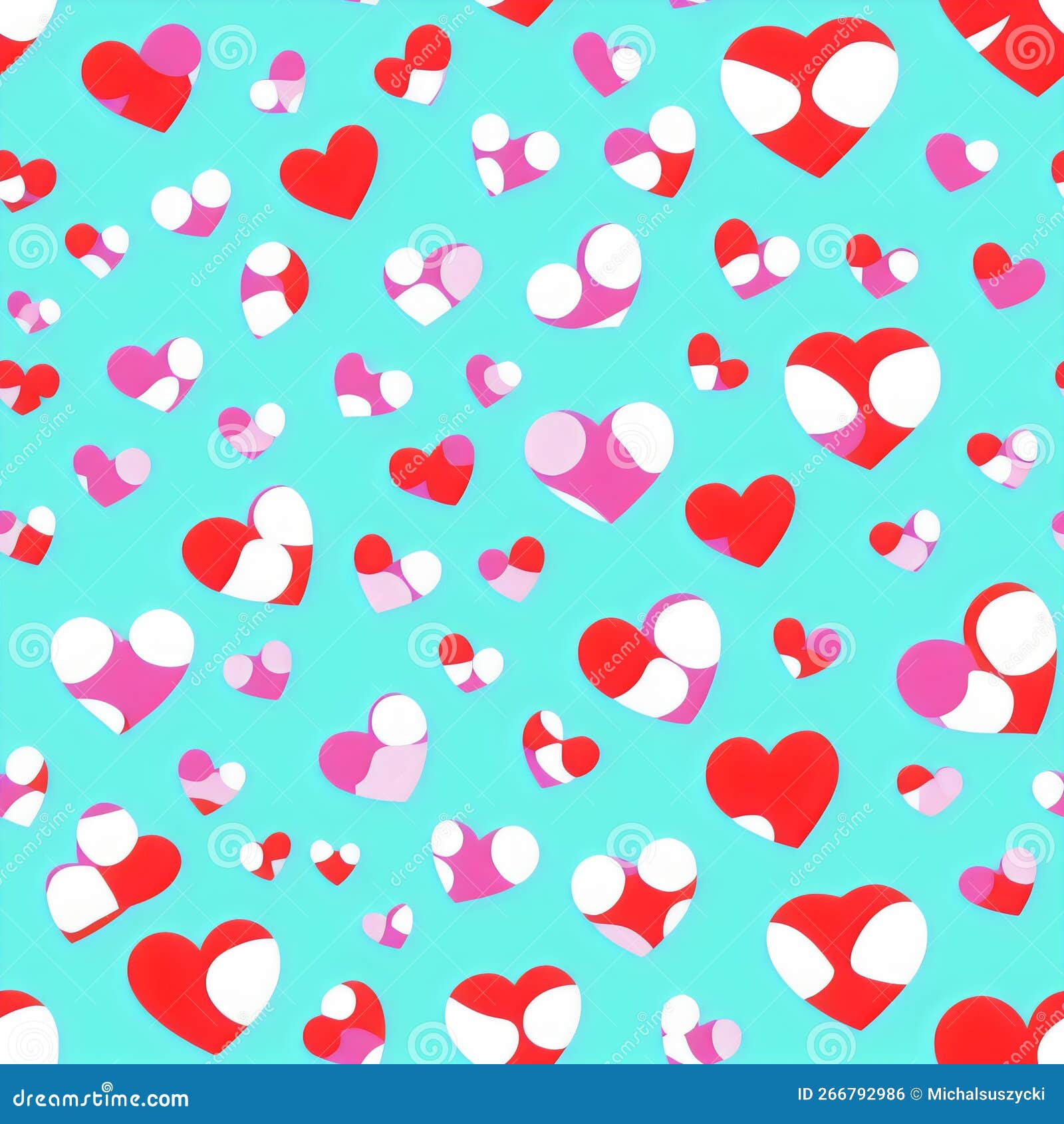 Small Textured Red and White Hearts, Seamless Hearts Pattern, Tileable ...