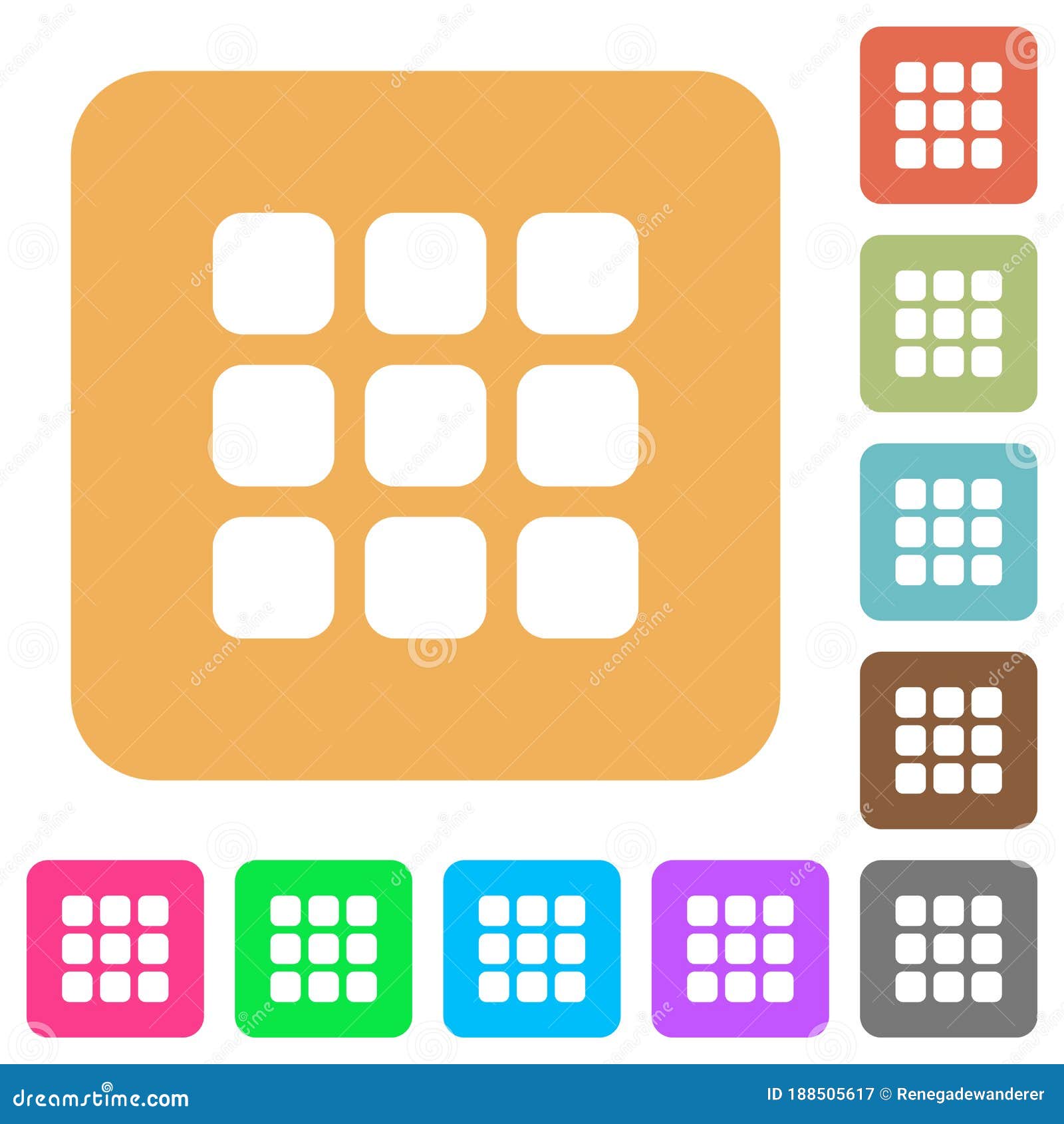 Small Thumbnail View Mode Rounded Square Flat Icons Stock Vector ...