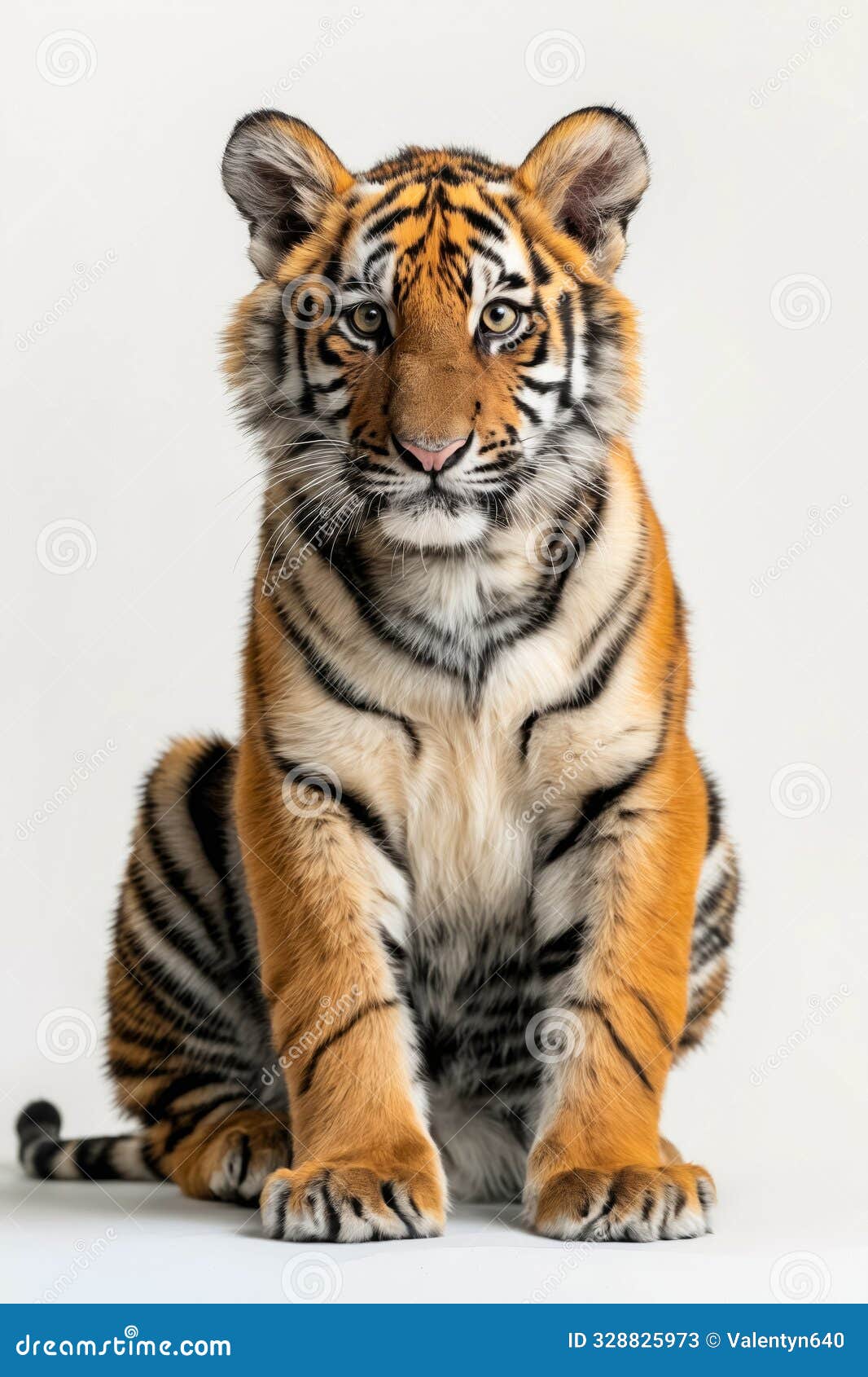 A Small Tiger Cub Sitting on a White Surface. Generative AI Stock Image ...