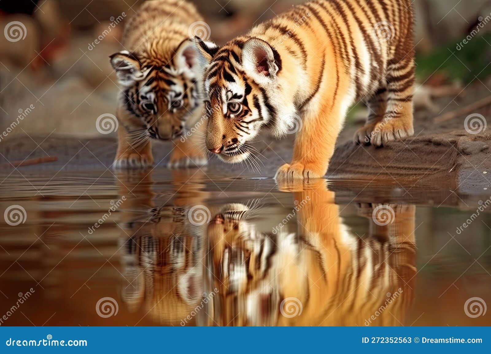 Small tiger cubs reflected stock illustration. Illustration of threat ...