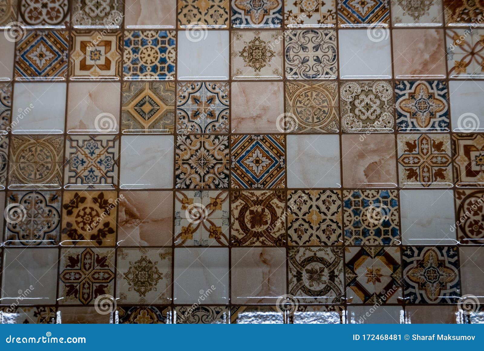 Small Tiles of Ceramic Mosaic on the Wall Stock Image - Image of ...