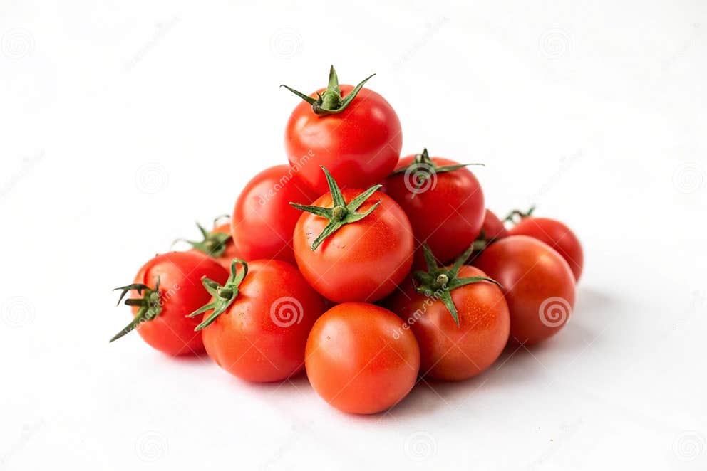 Small Tomatoes Pile on White Background Stock Illustration ...