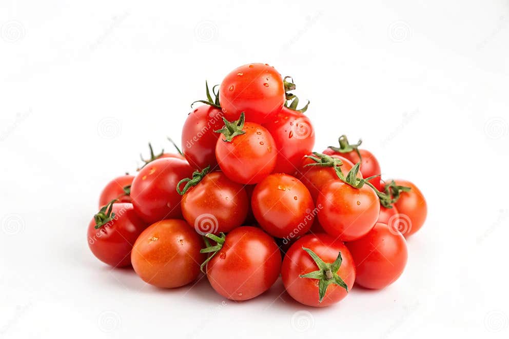 Small Tomatoes Pile on White Background Stock Illustration ...