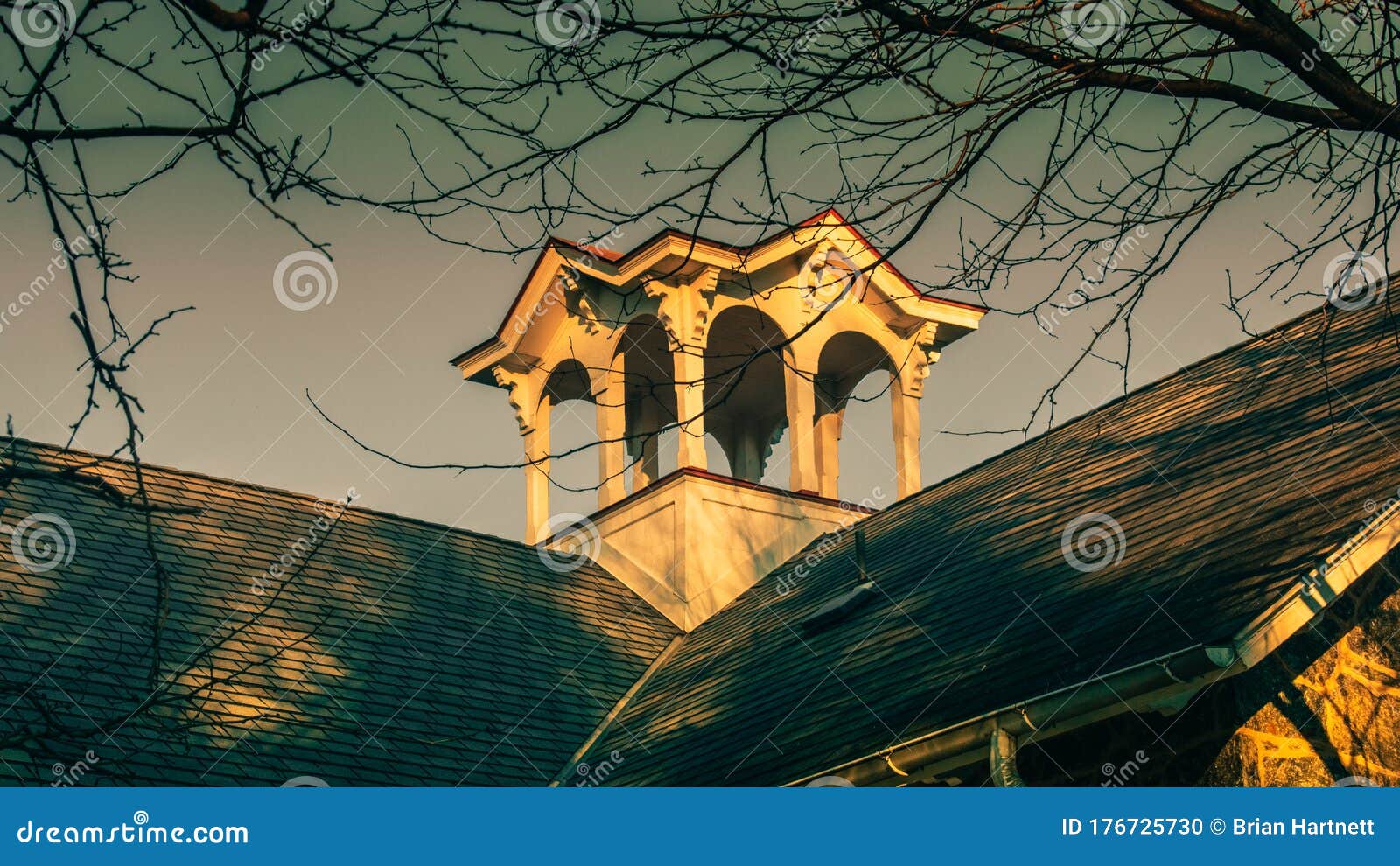 A Small Tower on the Roof of a Building Stock Photo - Image of color ...