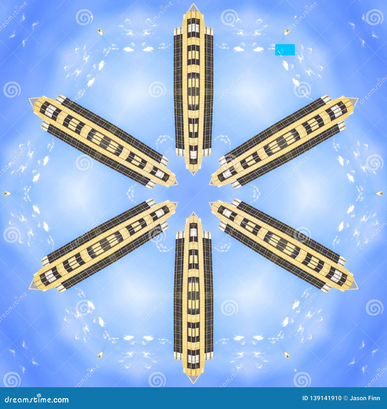 Small Towers Made into Complex Star Design Shape Stock Illustration ...