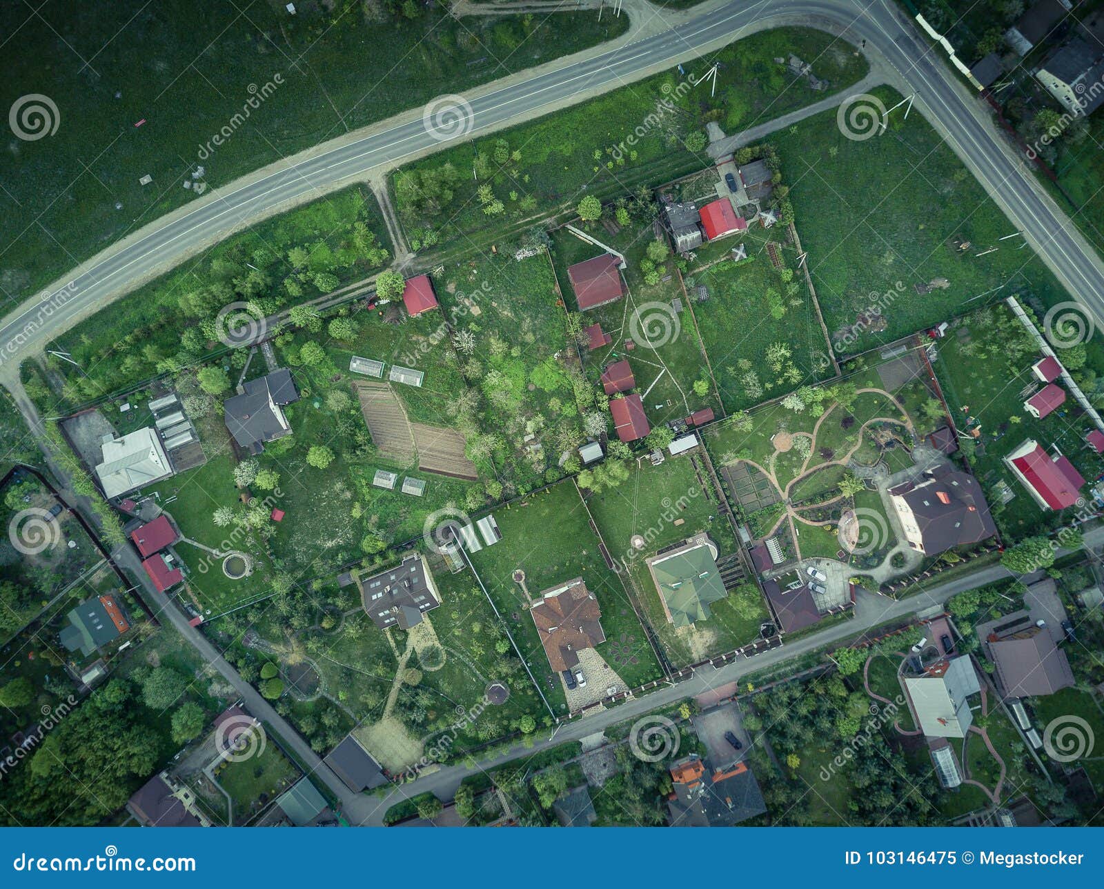 Small Town from a Bird-eye View Stock Image - Image of village, town ...