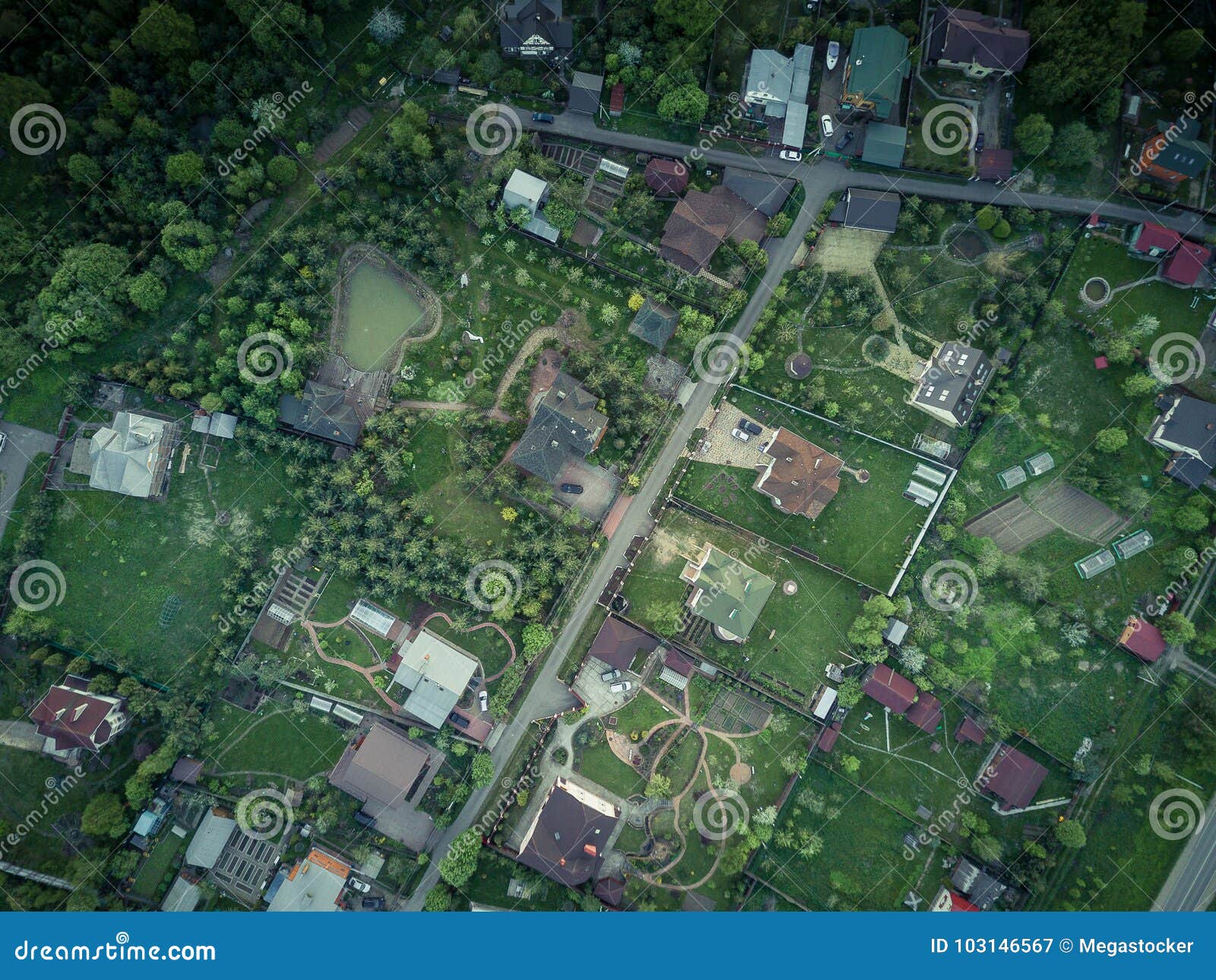 Small Town from a Bird-eye View Stock Image - Image of horizontal ...