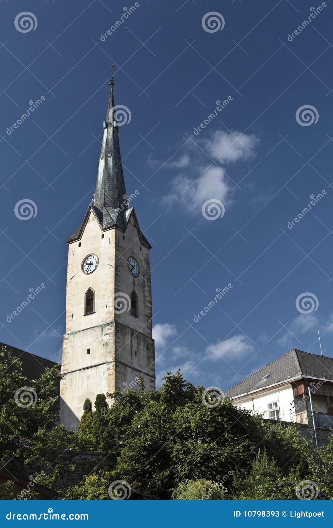 Small town church tower stock image. Image of city, building - 10798393