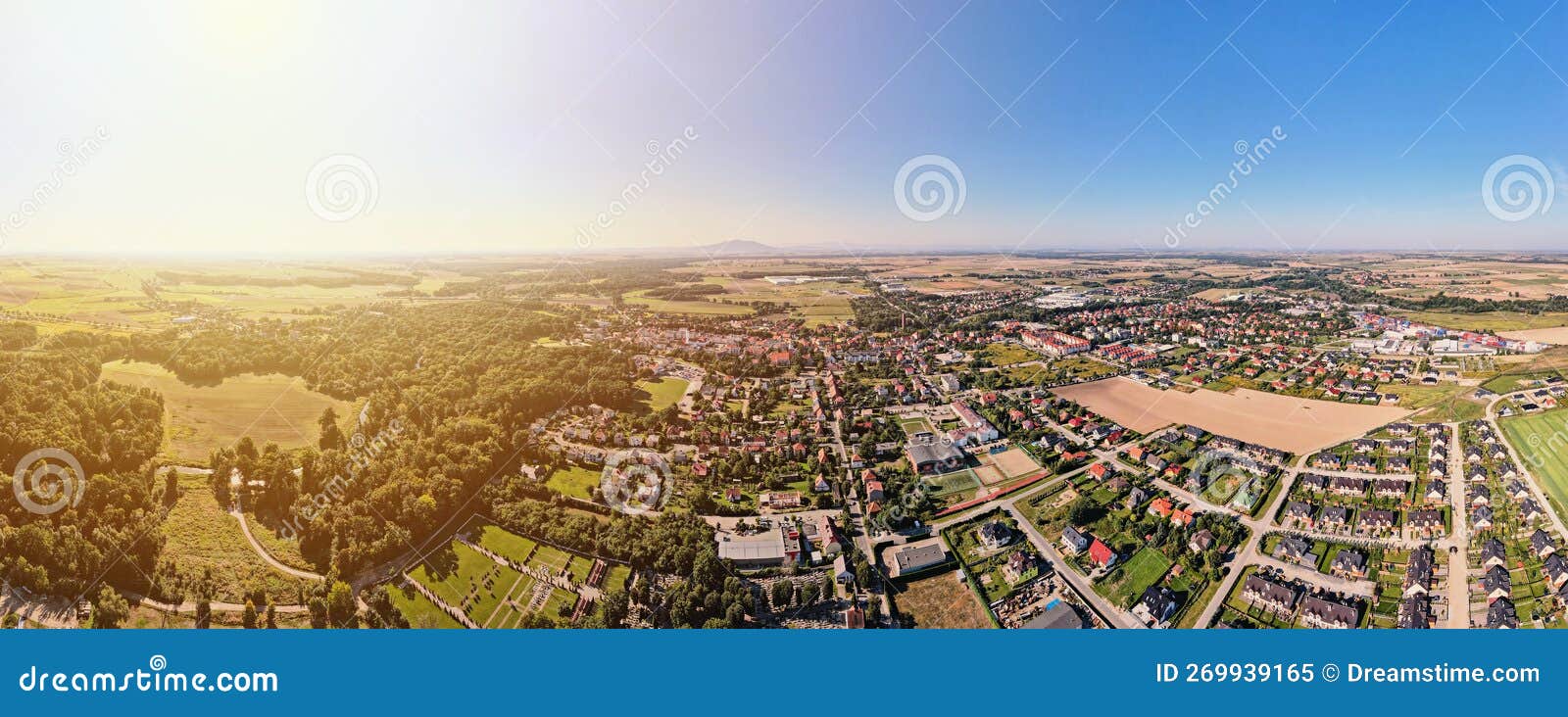 Small Town Cityscape in Countryside Area. Stock Image - Image of street ...