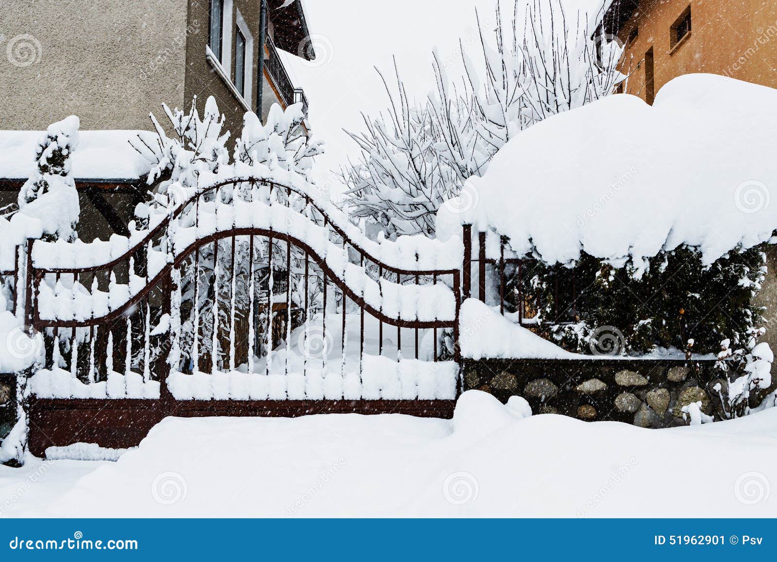 Small town covered by snow stock image. Image of nature - 51962901
