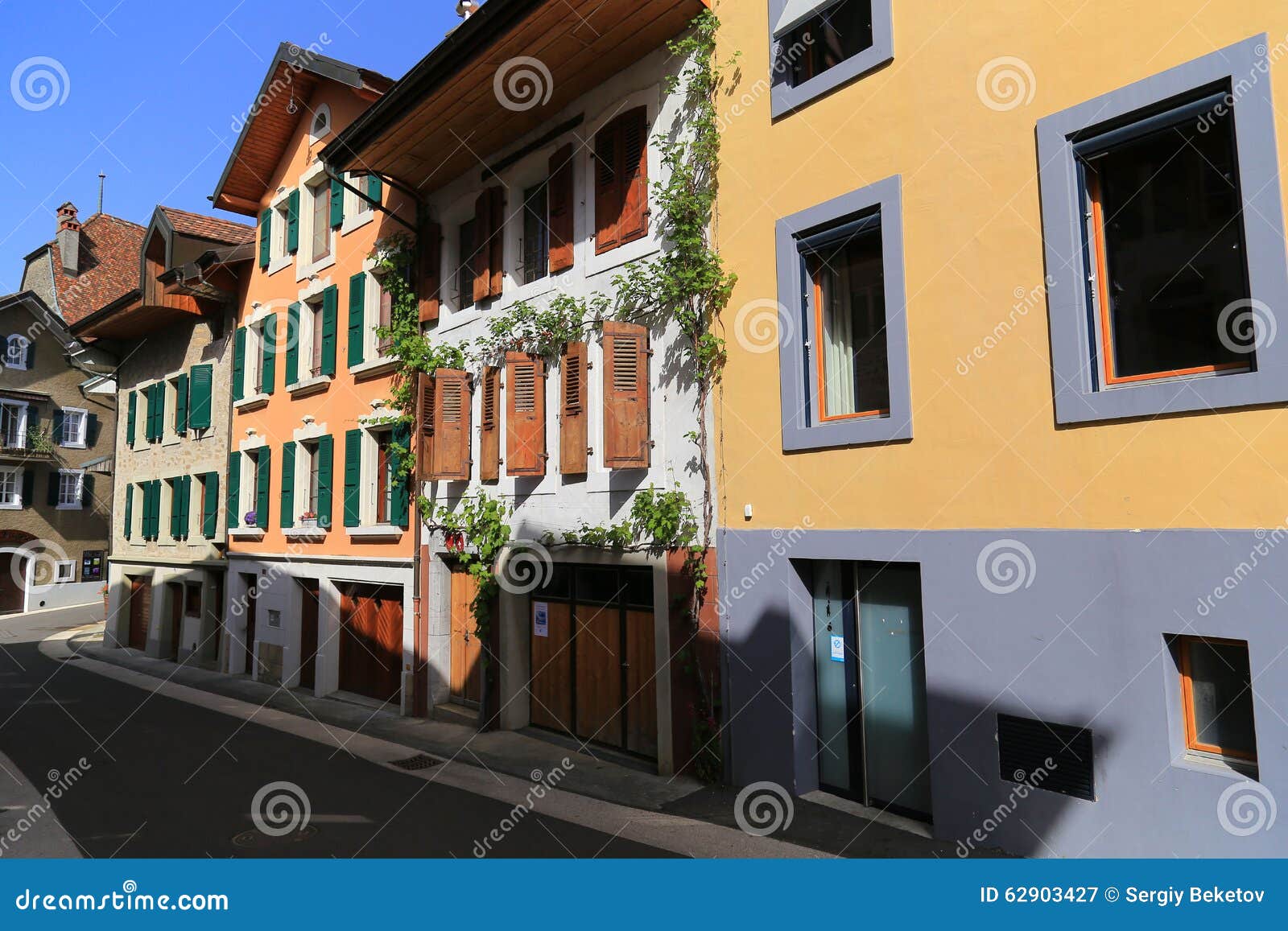 Small Town of Cully on Lake Geneva, Switzerland Stock Image - Image of ...
