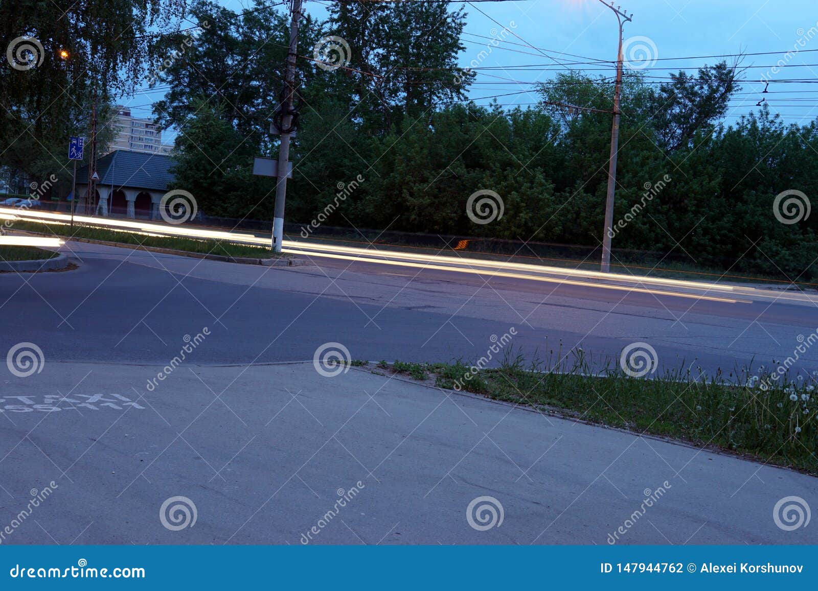 Small Town Empty City Street in the Evening Stock Photo - Image of ...