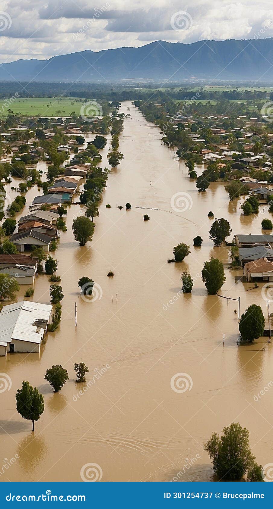 A Small Town is Flooded after Prolonged Rainfall. AI Generated Stock ...