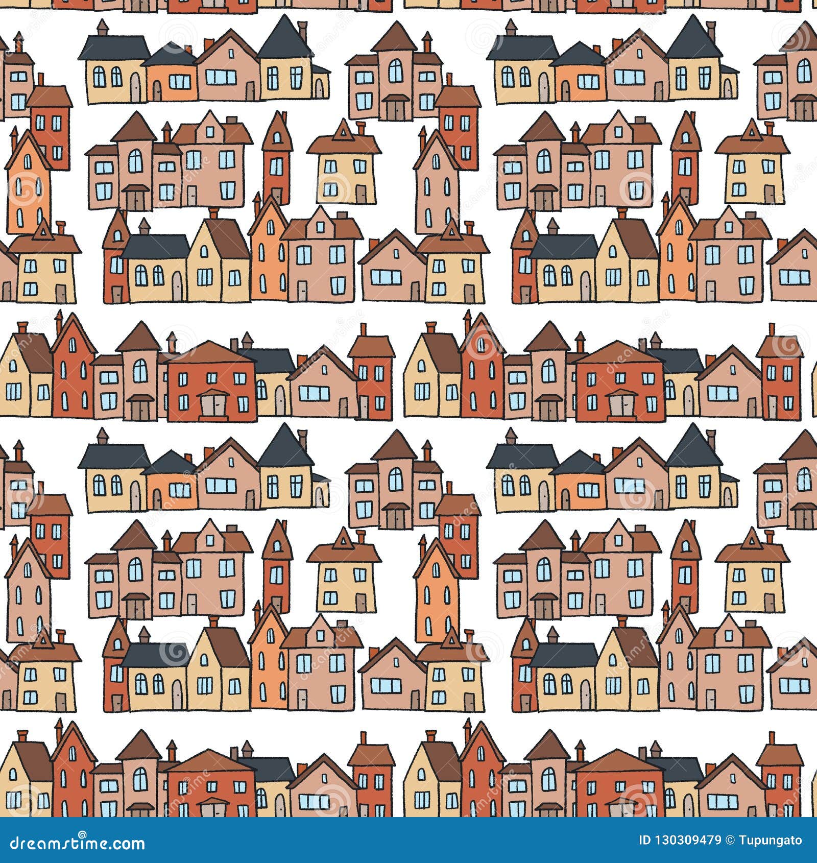 Small town homes stock vector. Illustration of graphic - 130309479