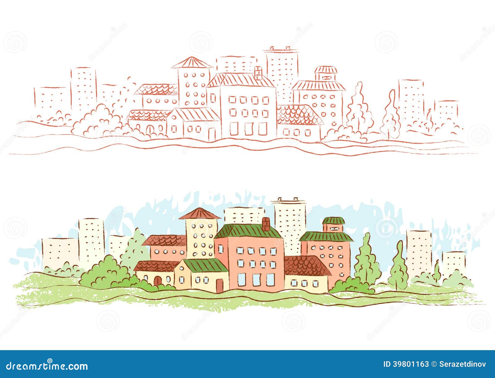 Small town stock vector. Illustration of office, grass - 39801163