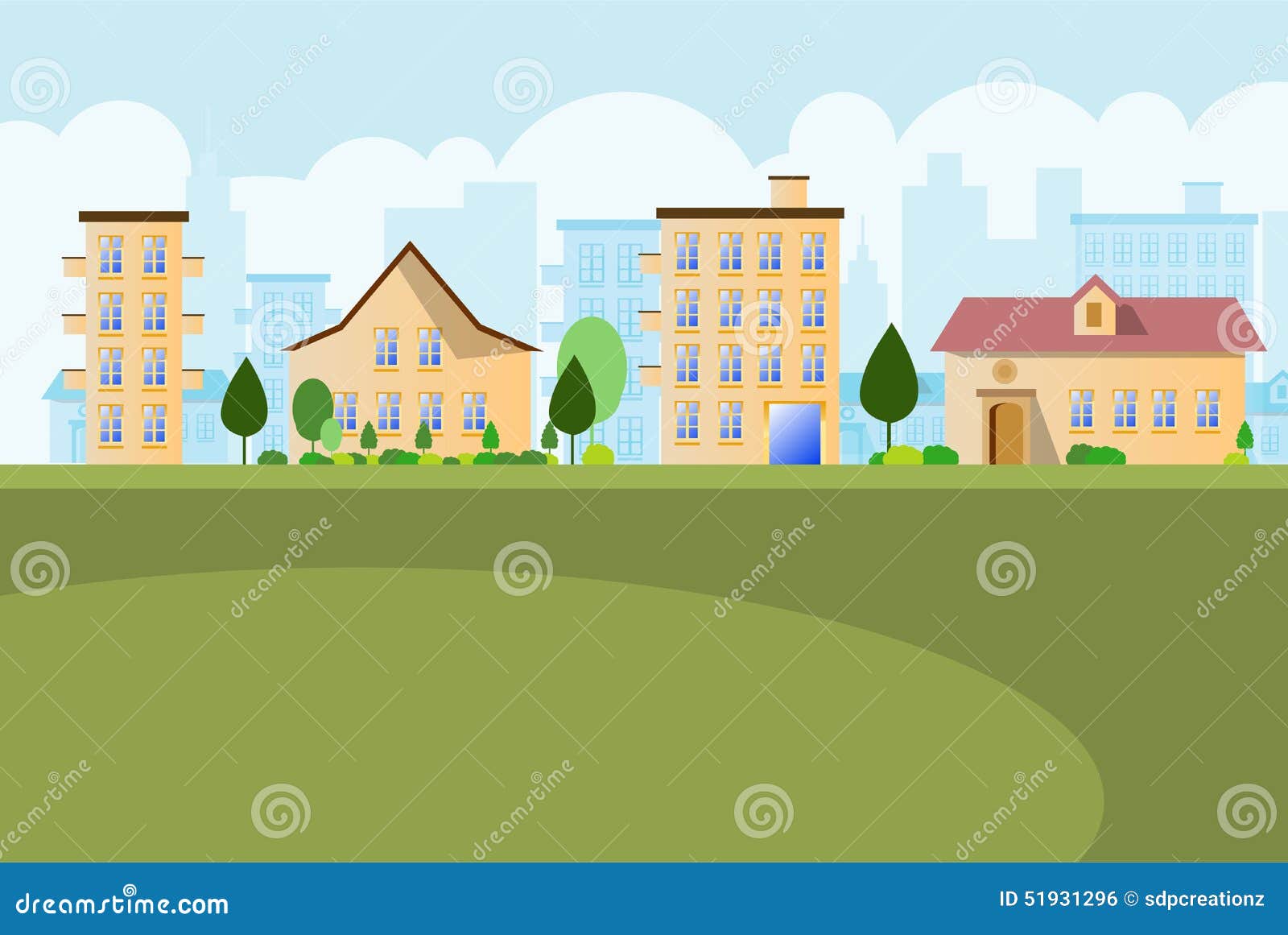 Small Town Landscape Background Stock Vector - Illustration of info ...