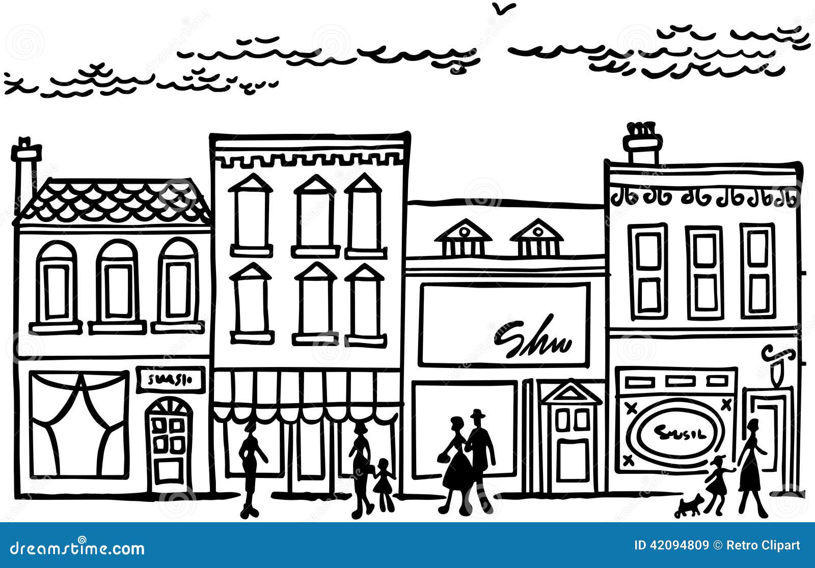 Small Town Main Street Stock Vector - Image: 42094809