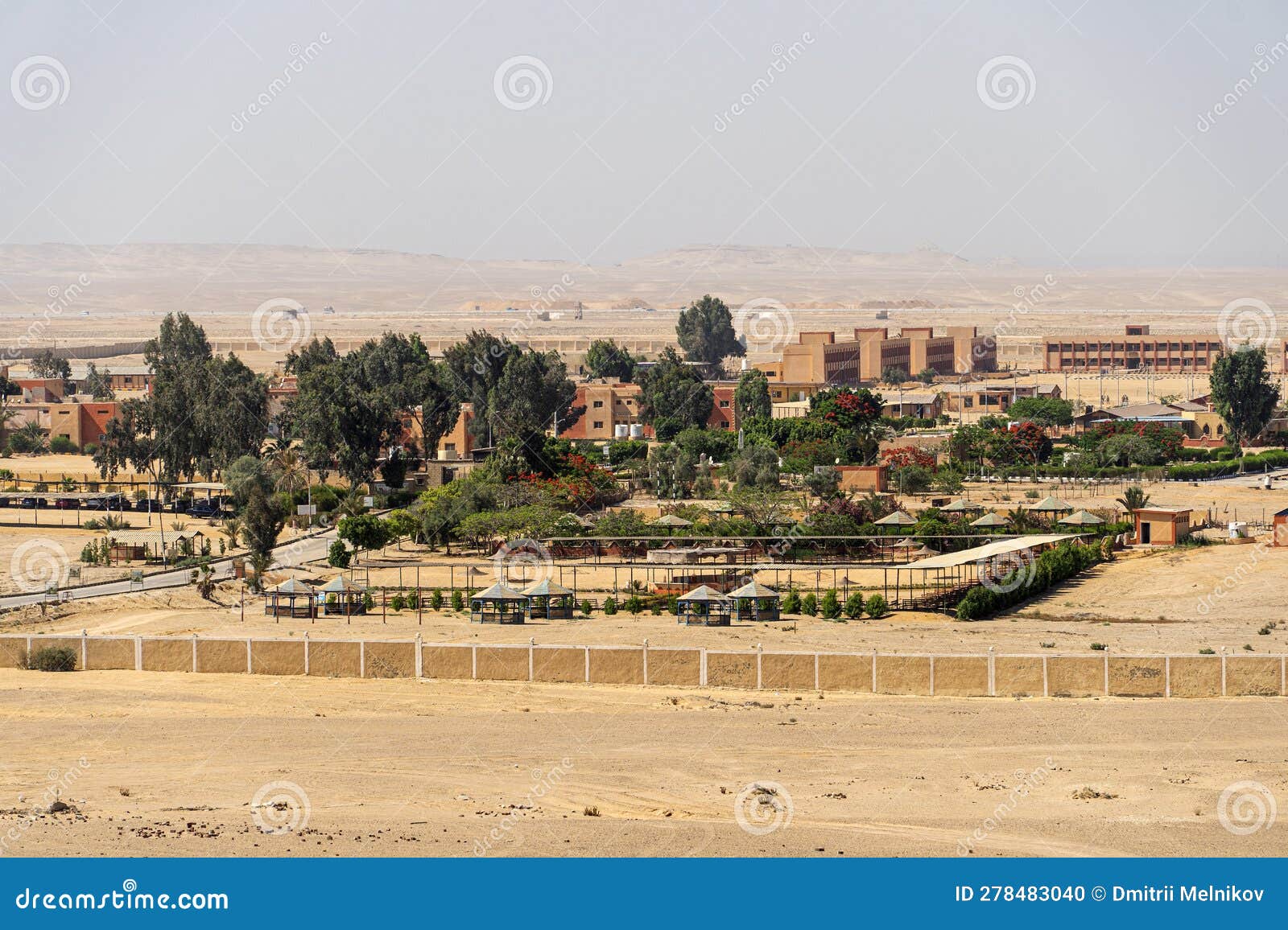 Small Town in the Middle of the Desert Surrounded by a High Fence Stock ...