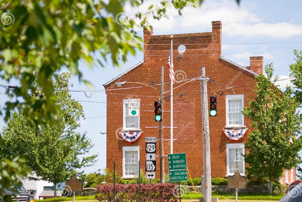 Small Town Square/City Hall Stock Image - Image of business, direct ...