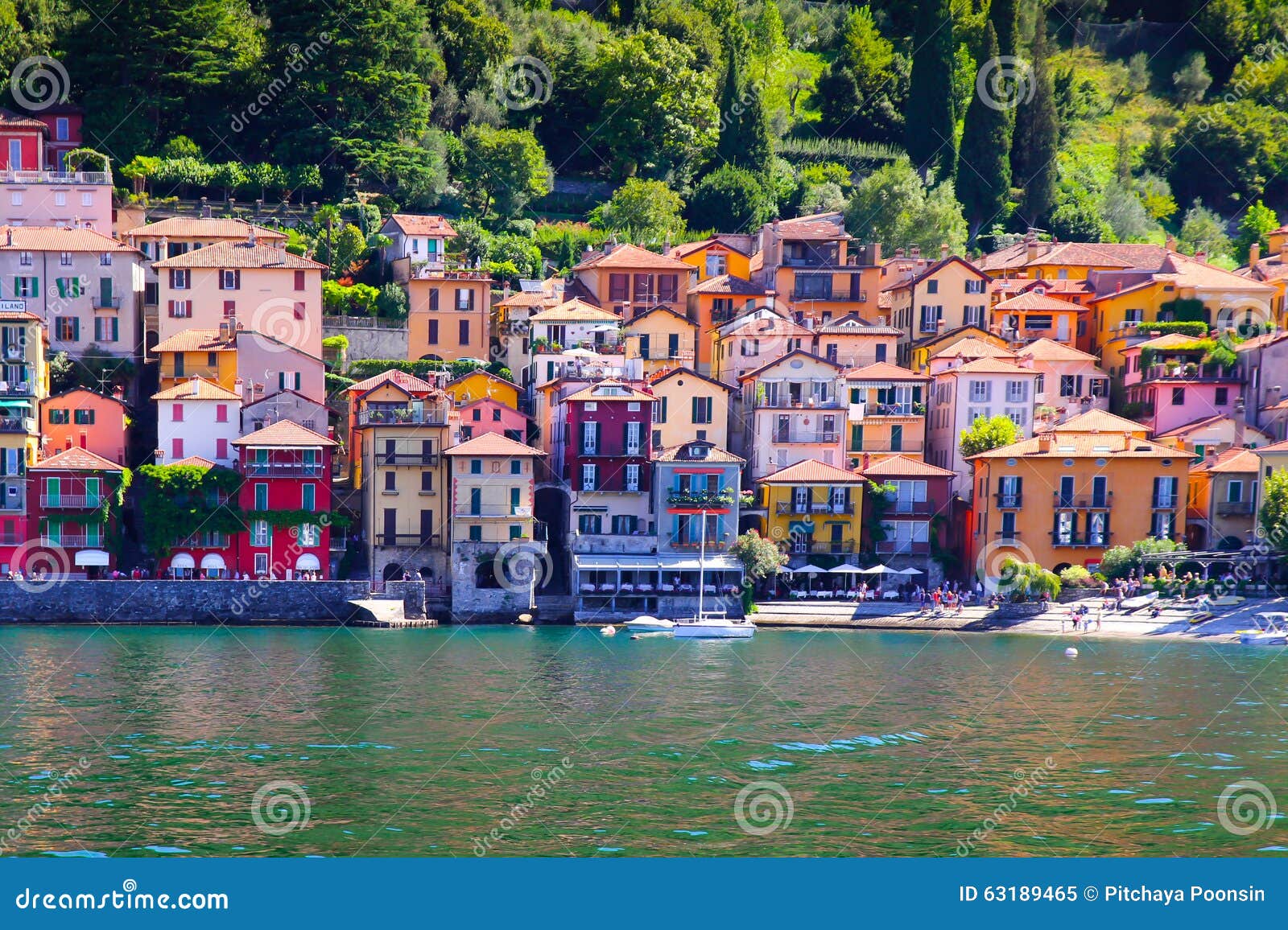Small Town Surrounded by the Large Lake ,lake Como Italy Editorial ...