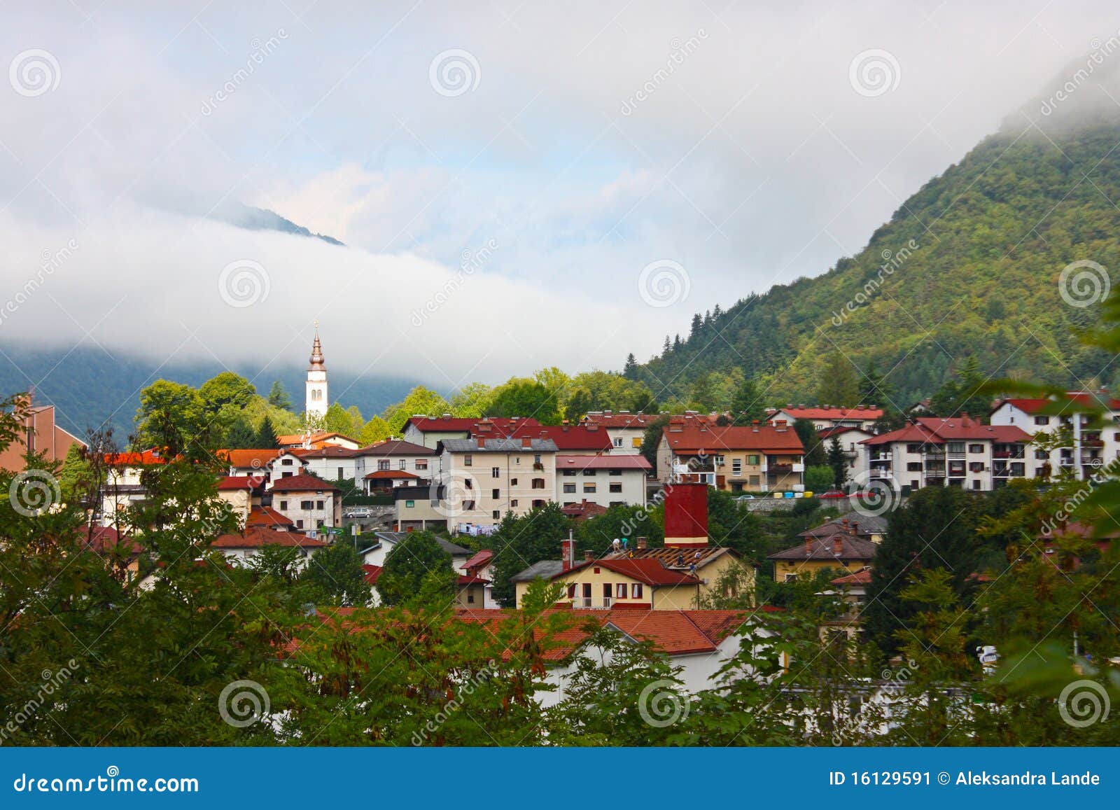 Small Town Tolmin in the Alps Stock Image - Image of church, home: 16129591