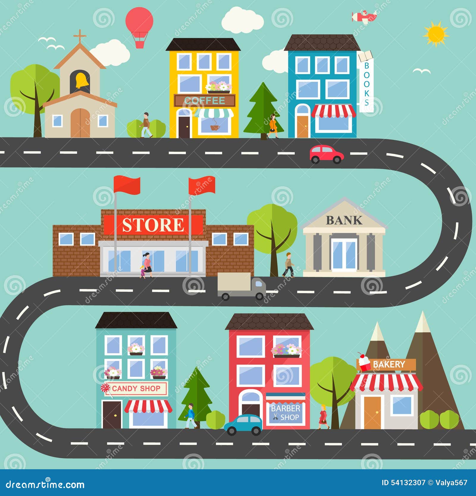 Small town urban landscape stock vector. Illustration of template ...