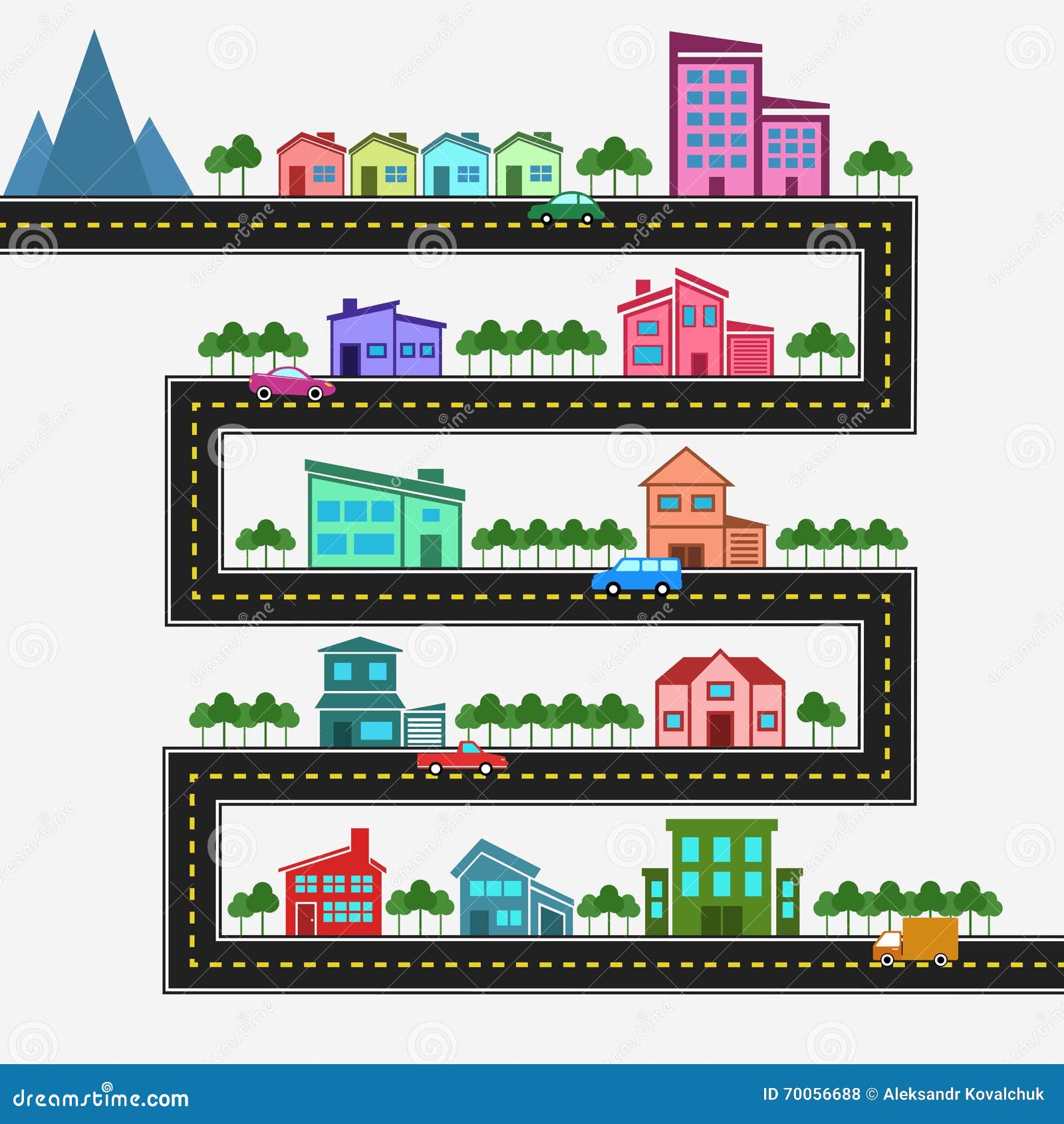 Small town urban landscape stock vector. Illustration of vector - 70056688