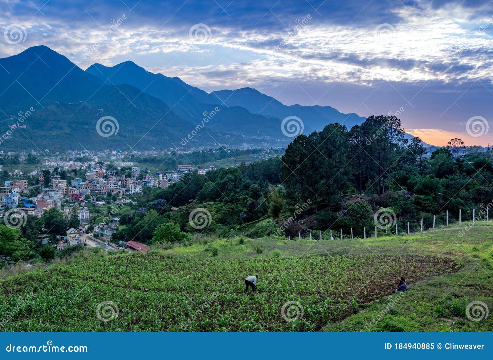 Small Town in the Valley Surrounded by Mountains Stock Image - Image of ...