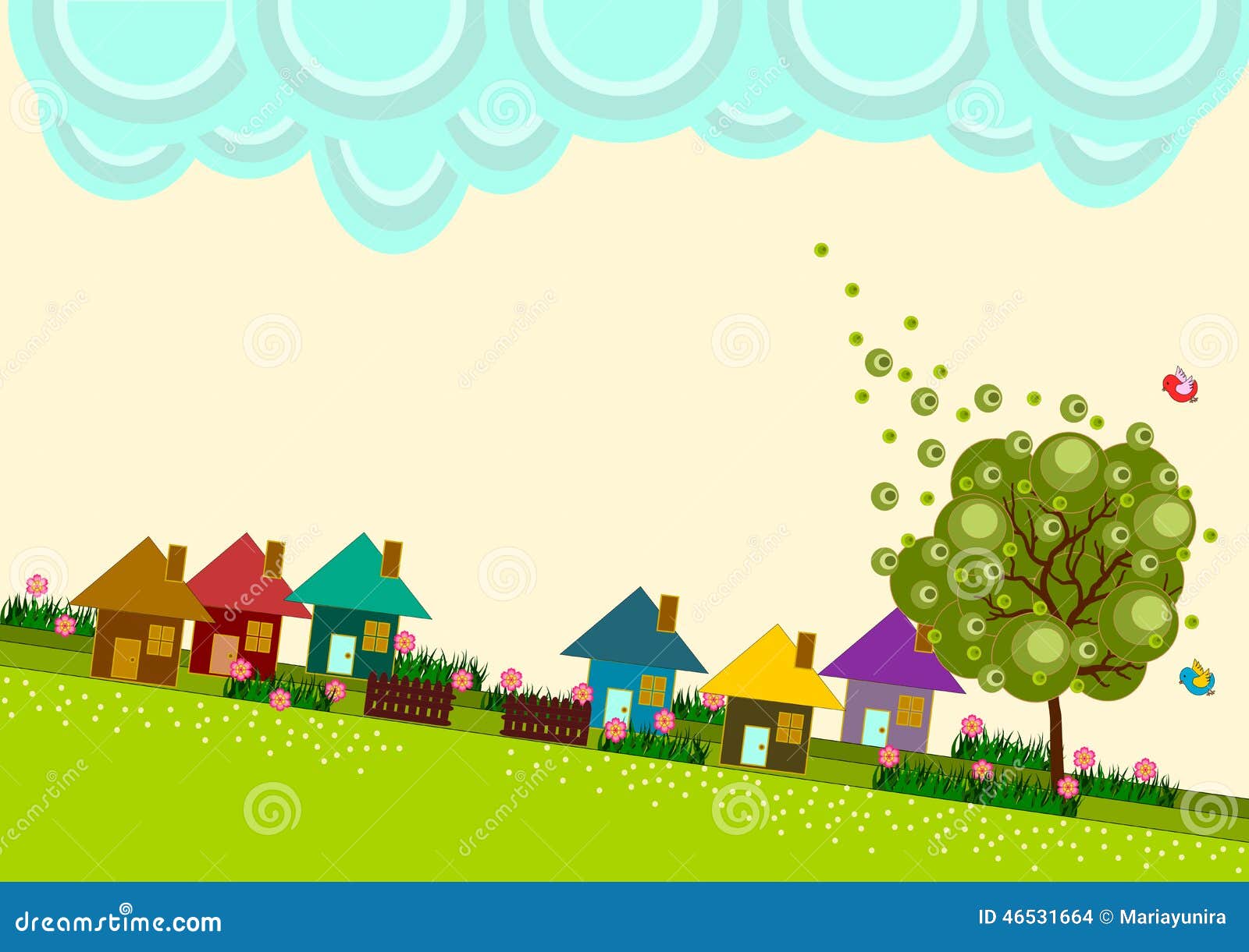 Small Town Village Skyline stock illustration. Illustration of small ...