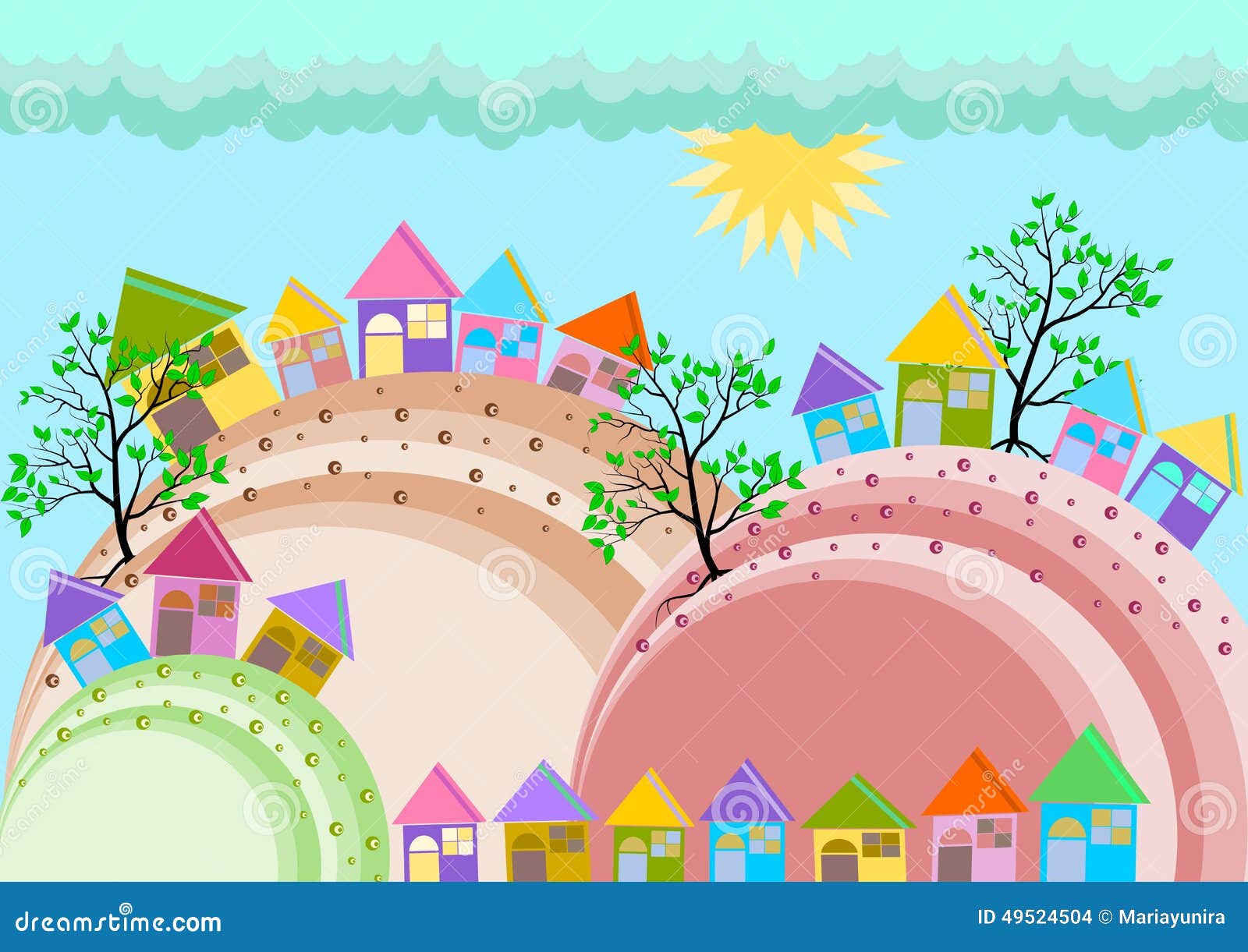 Small Town Village Skyline stock vector. Illustration of decorative ...