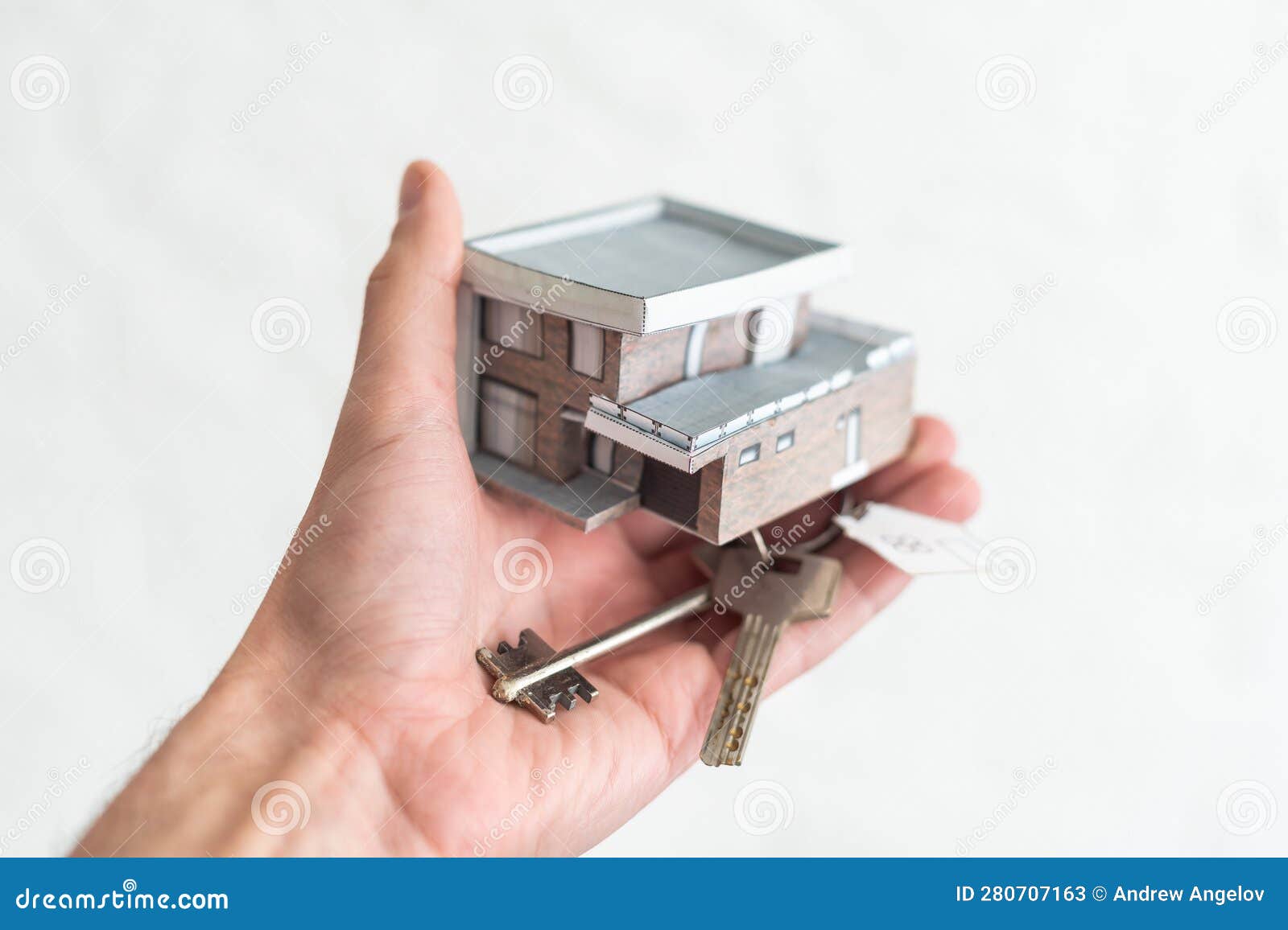 Small toy house in hands. stock image. Image of hold - 280707163