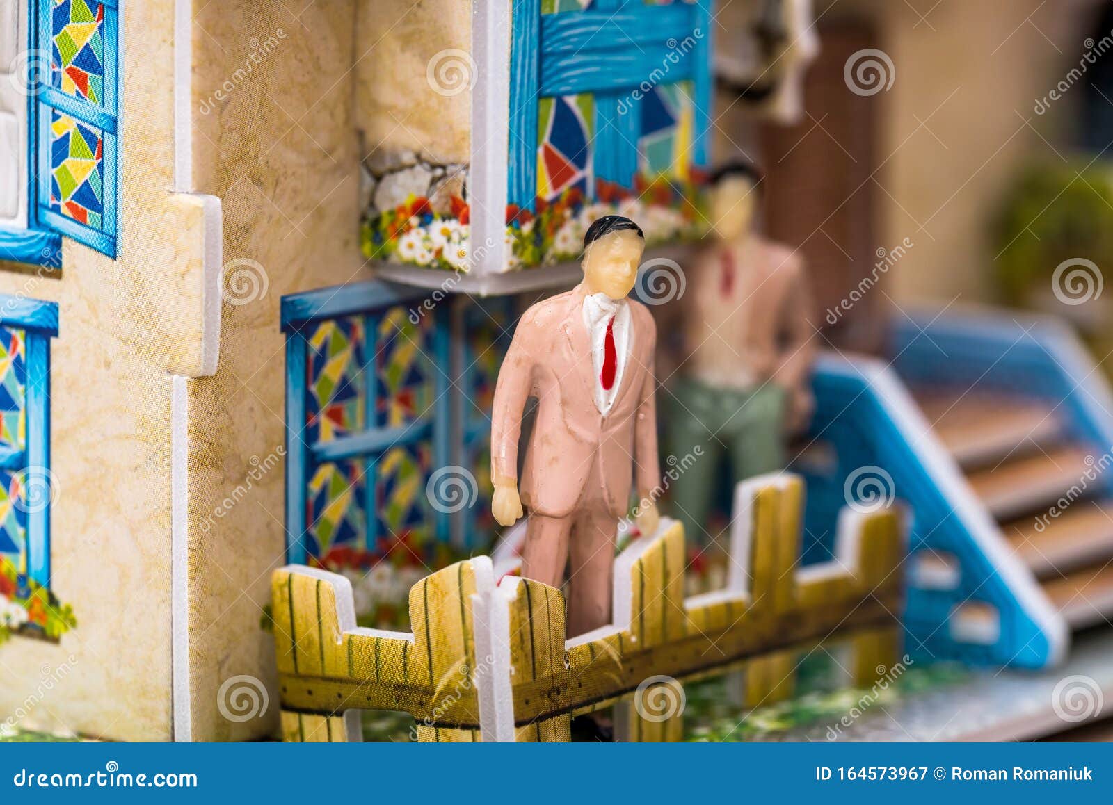 Small Toy People Stand Opposite the Toy House Stock Image - Image of ...