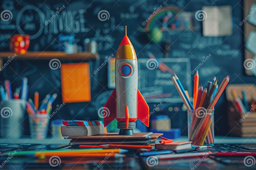 A Small Toy Rocket Perched on a Desk, Ready for Takeoff Stock Photo ...