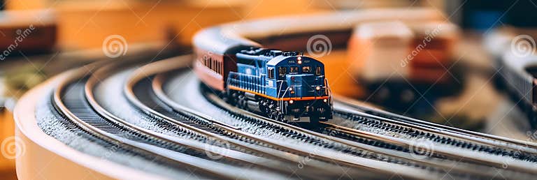 Small Toy Train in Motion Along Curved Track Stock Illustration ...