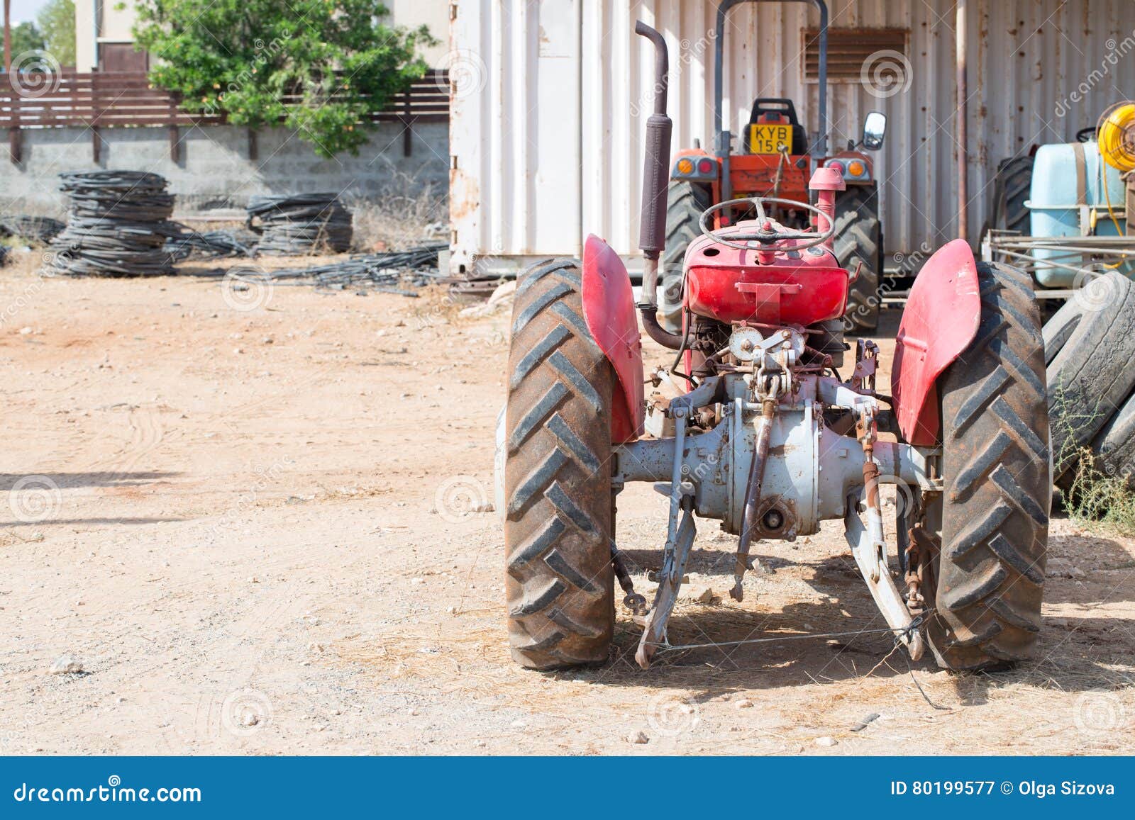 Small Tractor with Big Wheels Stock Image - Image of machine, farming ...