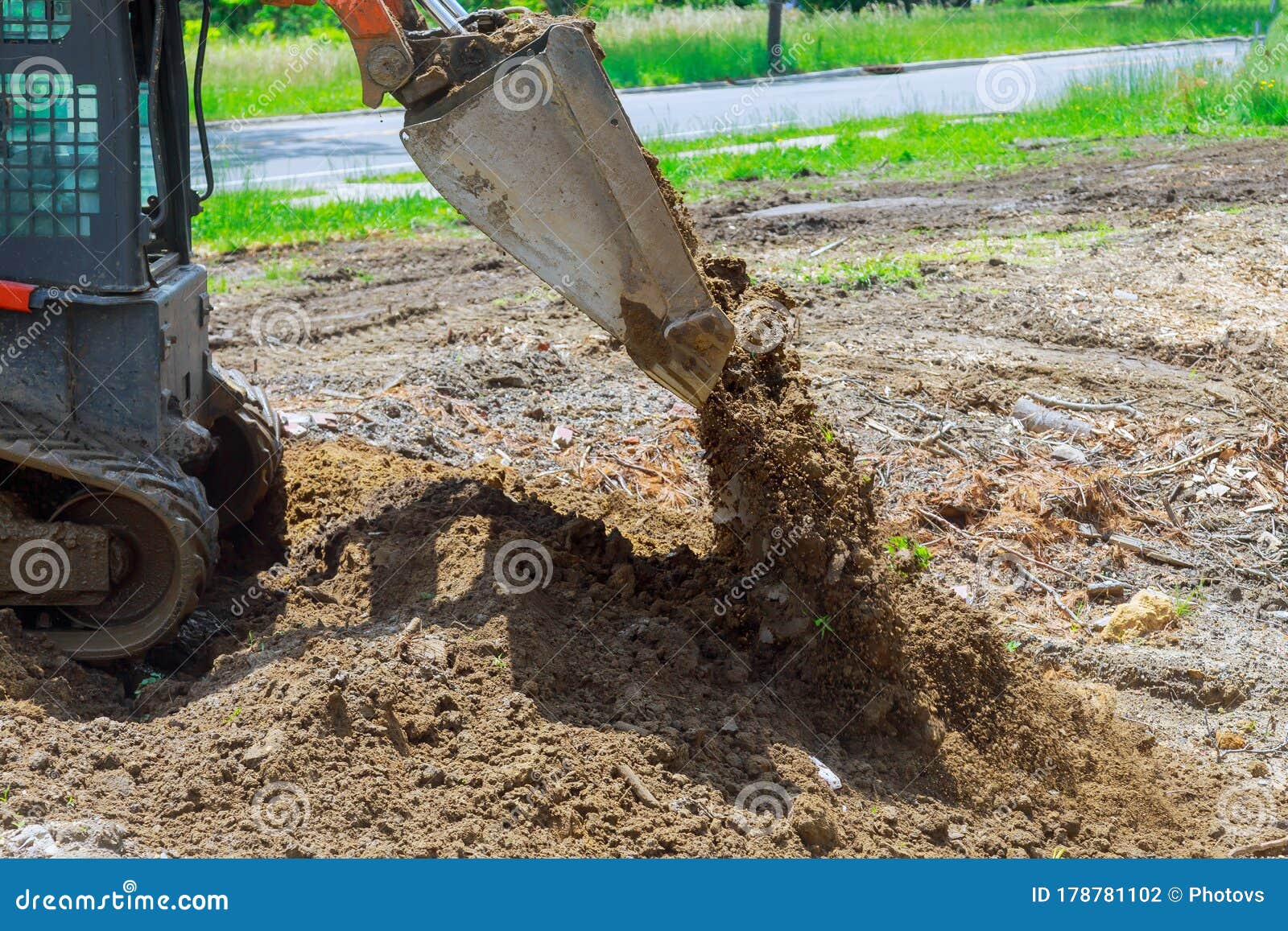 Small Tractor Digging Land Working with Land Stock Photo - Image of ...