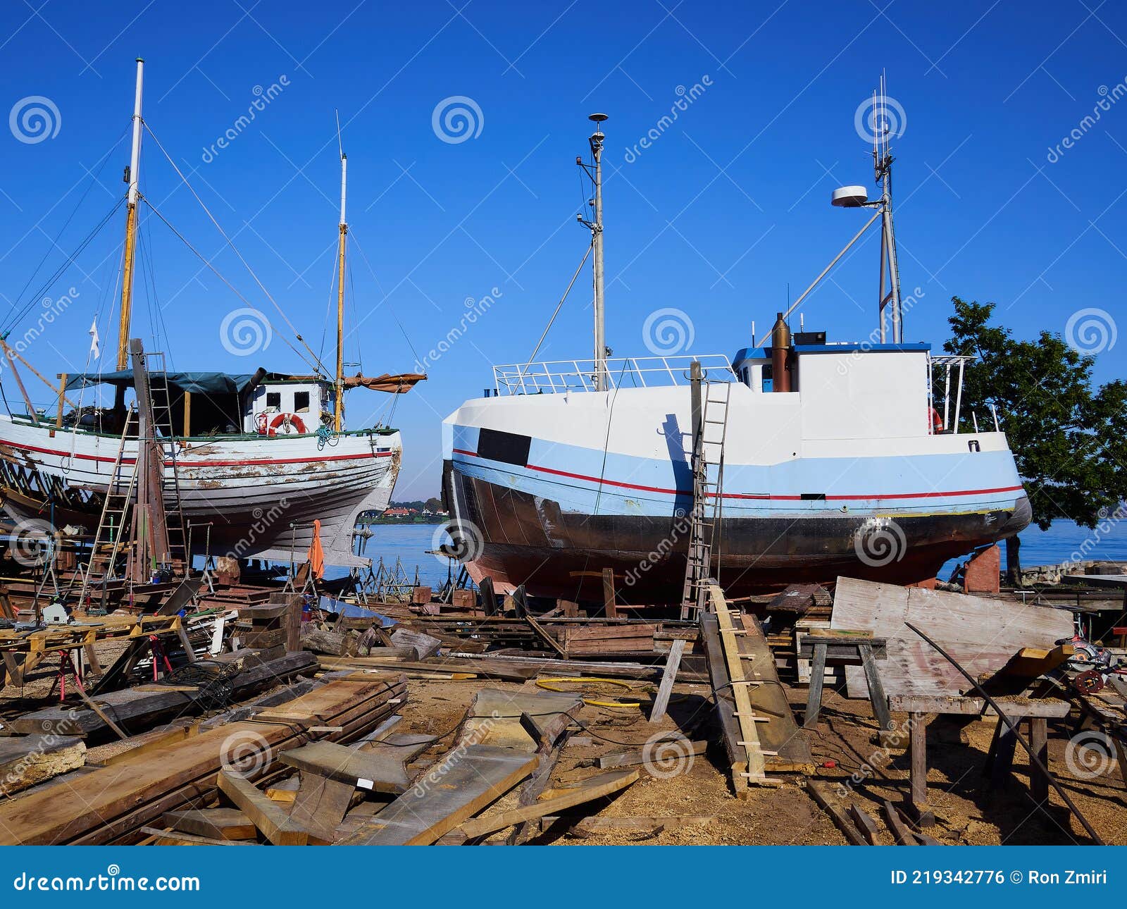 Small Traditional Boat in a Shipyard for Renovations and Maintenance ...