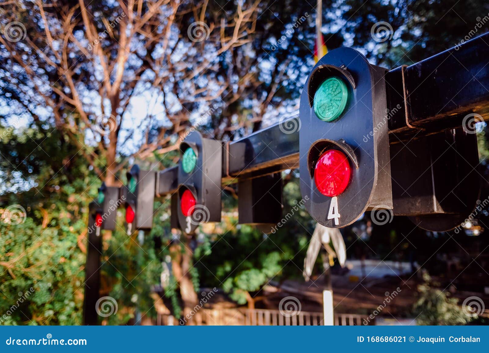 Small Traffic Light in Line with Numbers Stock Image - Image of move ...