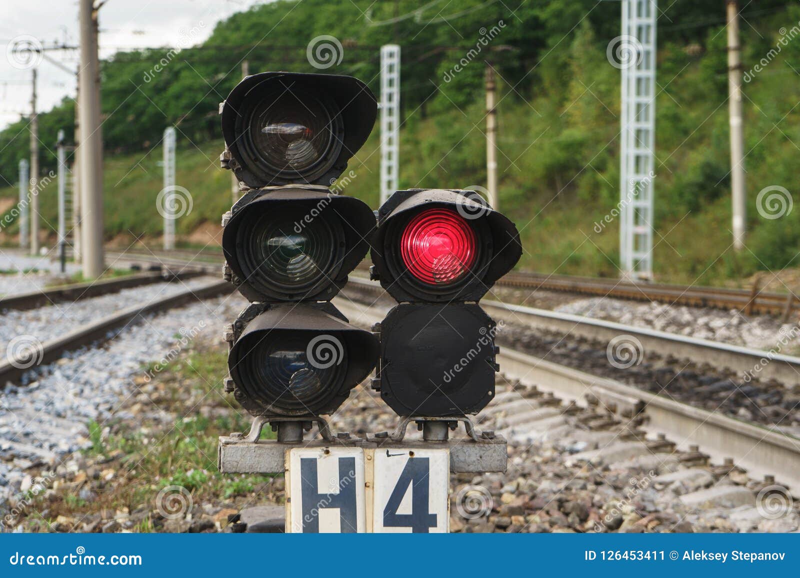 Railway Traffic Light at the Station Stock Image - Image of electric ...