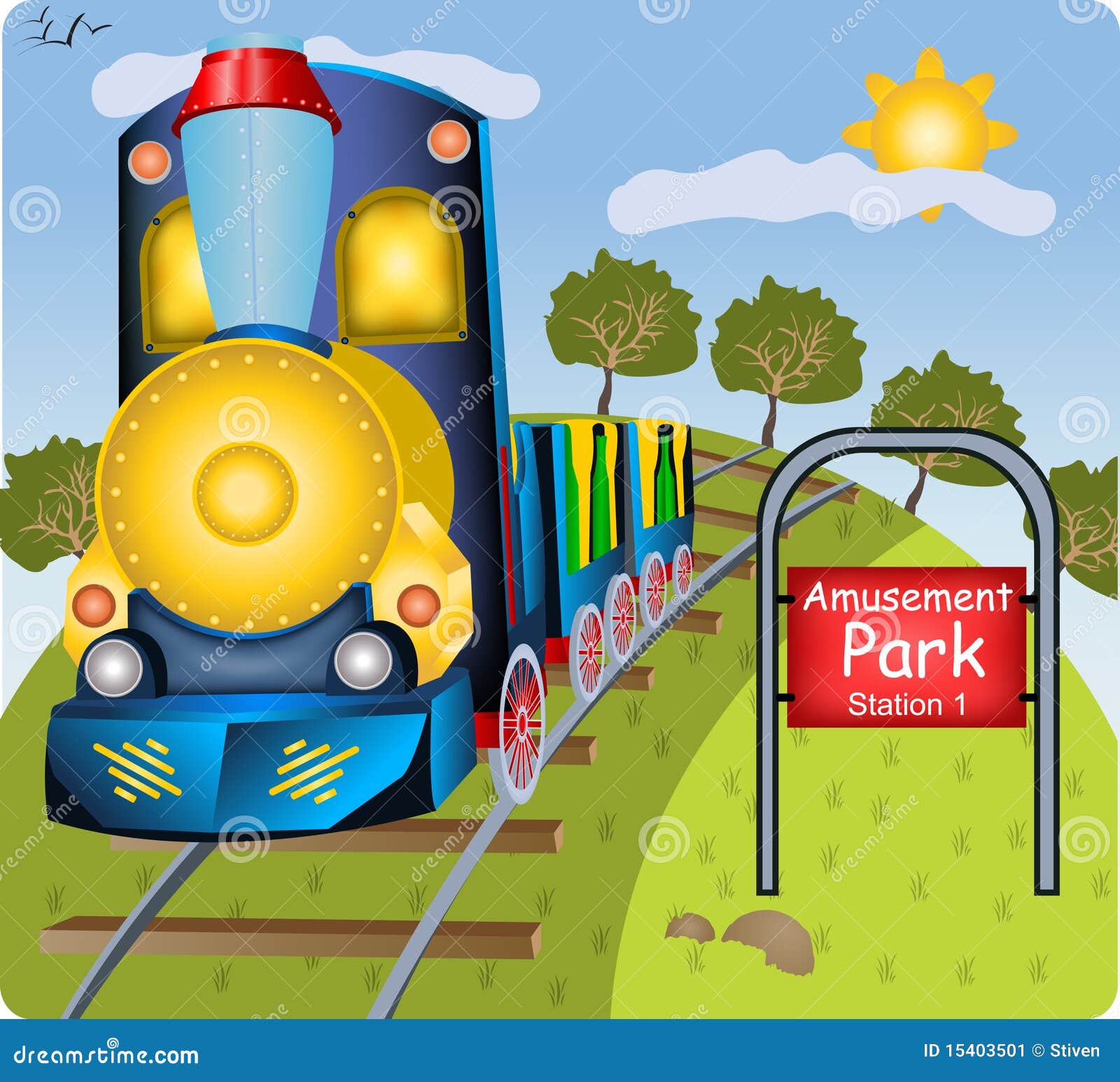 Small train stock vector. Illustration of tree, vector - 15403501