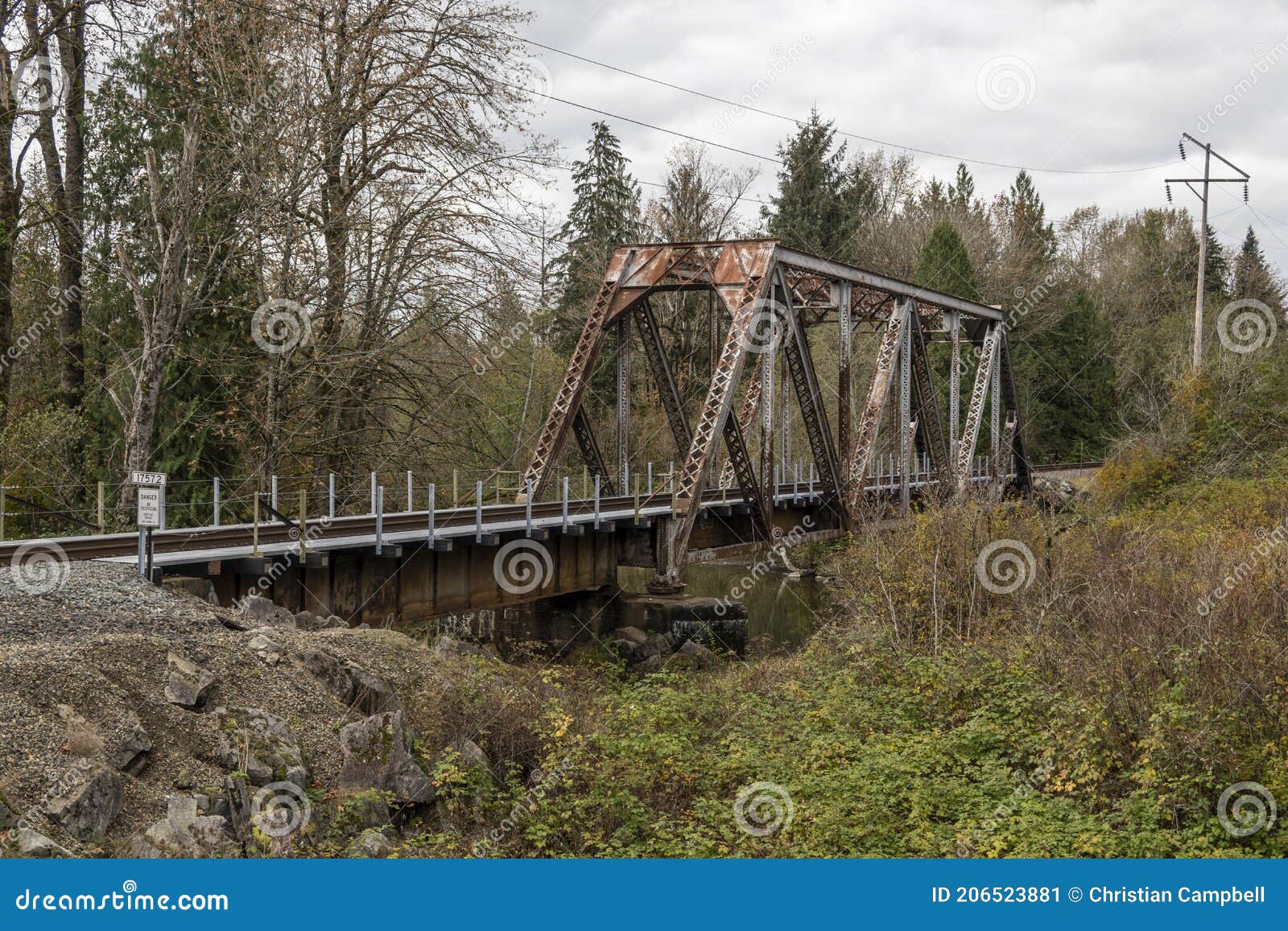 Small Train Bridge Over Small River Stock Image - Image of northwest ...