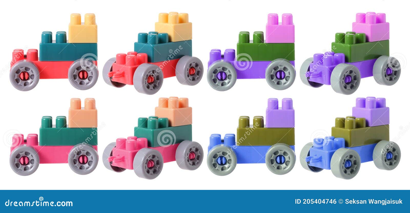 Small Train from Plastic Blocks on White Background Stock Photo - Image ...