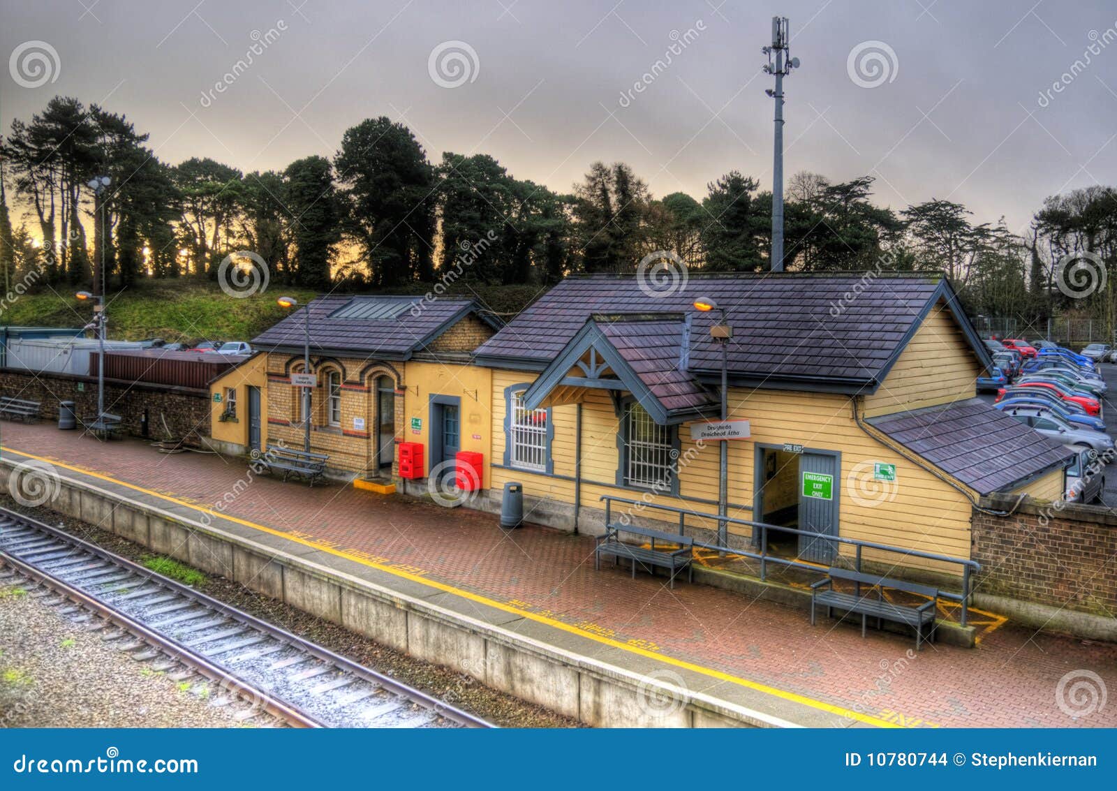 Small Train Station On Narrow Gauge. Village Train Station. Railroad ...