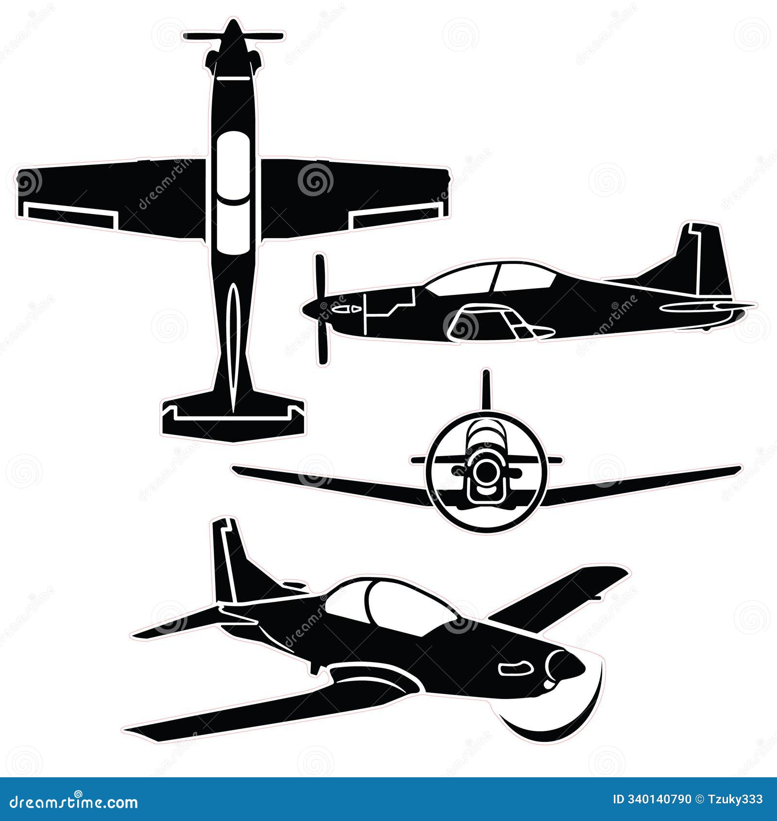 Small Training Airplane Vector Set with Outline Stock Vector ...