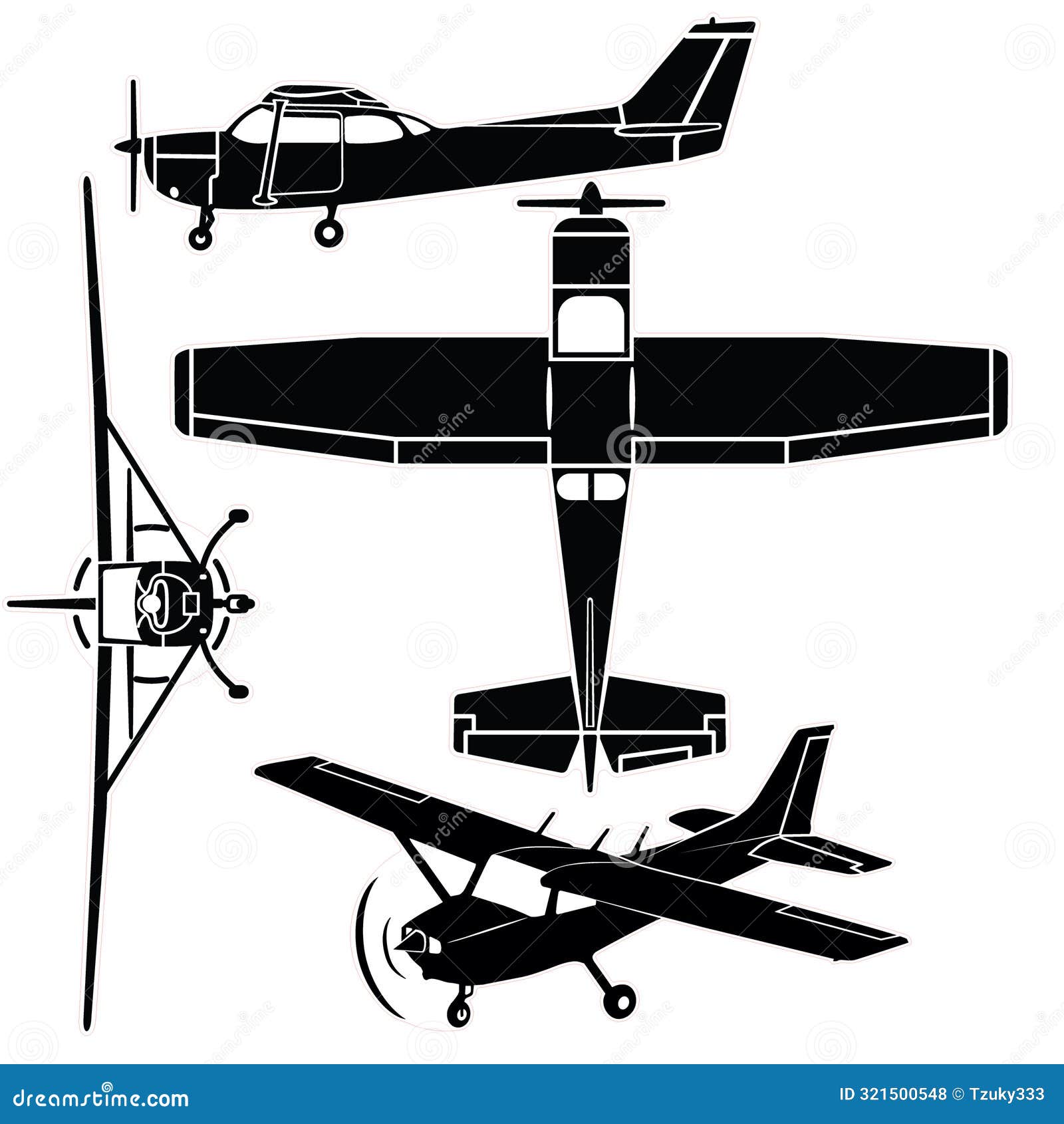 Small Training Airplane Vector Set with Outline Stock Vector ...