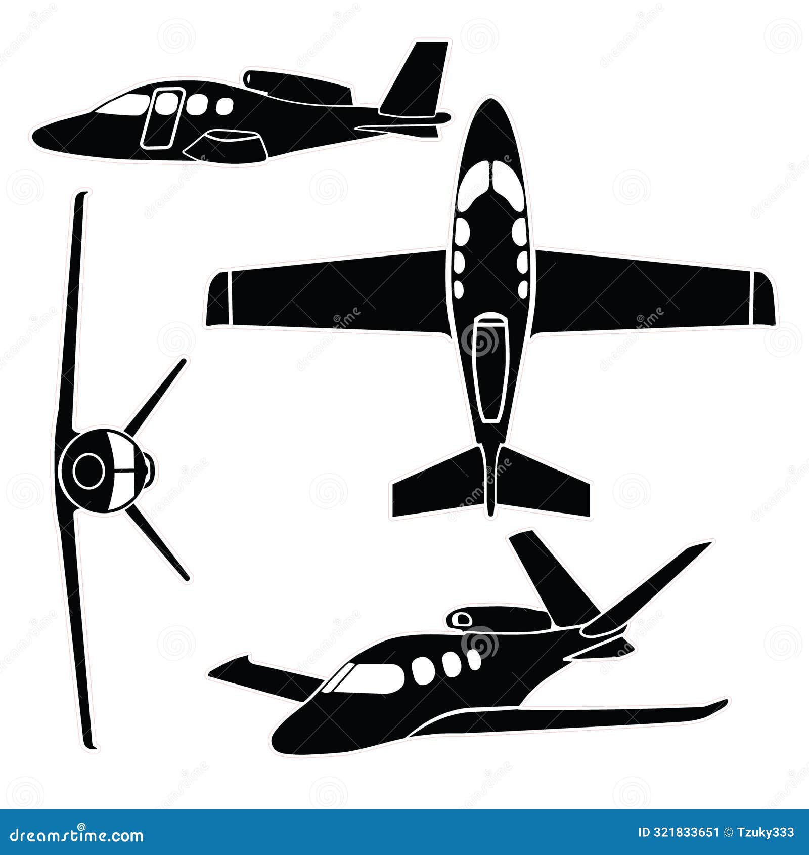 Small Training Airplane Vector Set with Outline Stock Vector ...